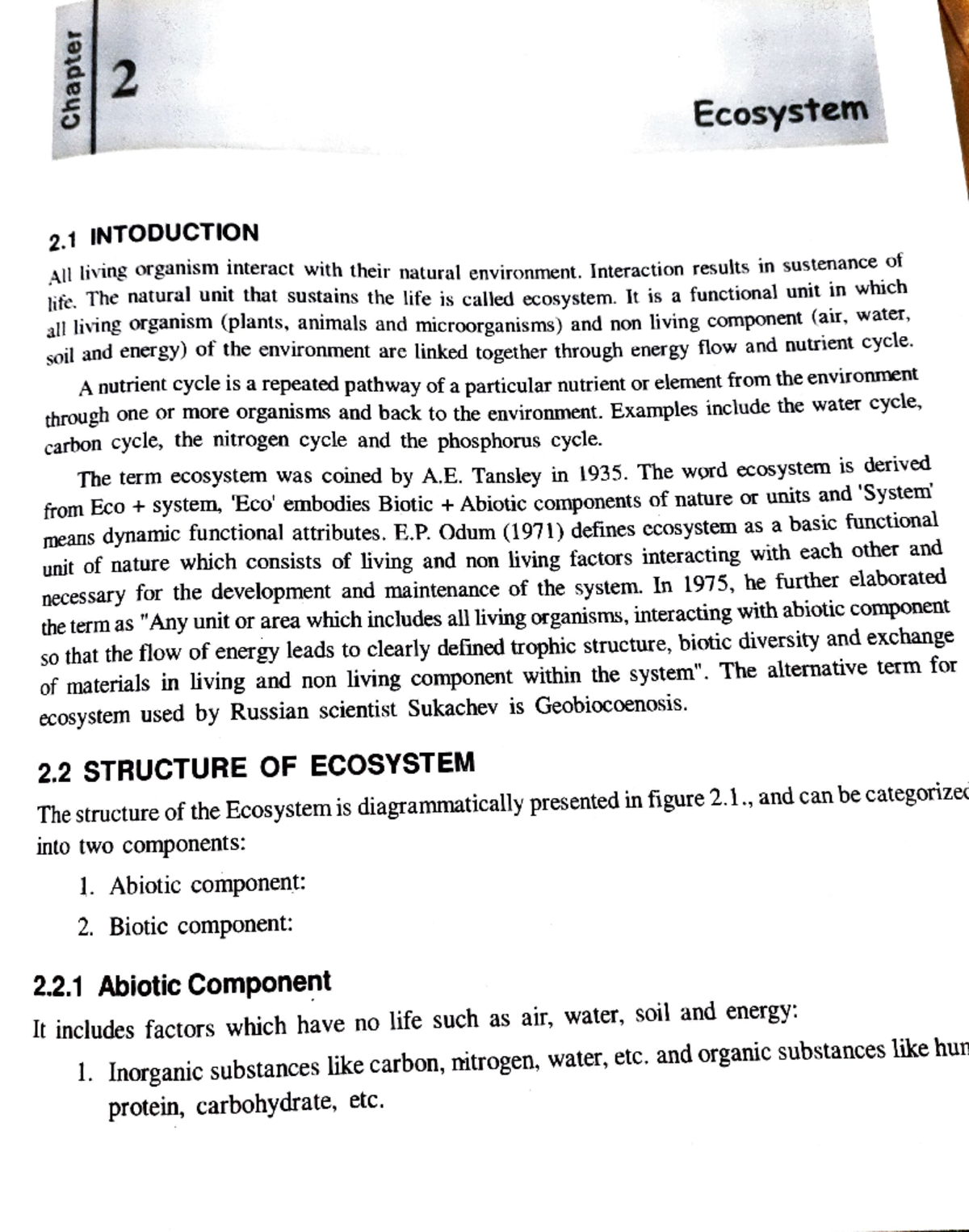 Unit2 - unit 2 - 2 Ecosystem 2 INTODUCTION All living organism interact ...