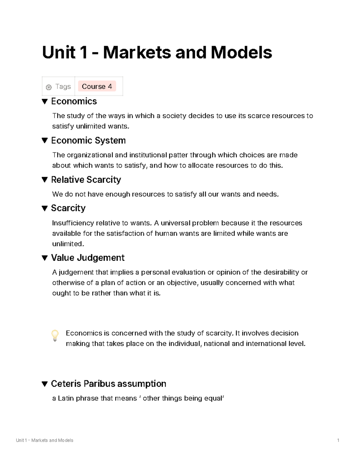 Unit 1 - Markets and Models f8430c450a9e4b47bf1665c45d97cf9d - Unit 1 ...