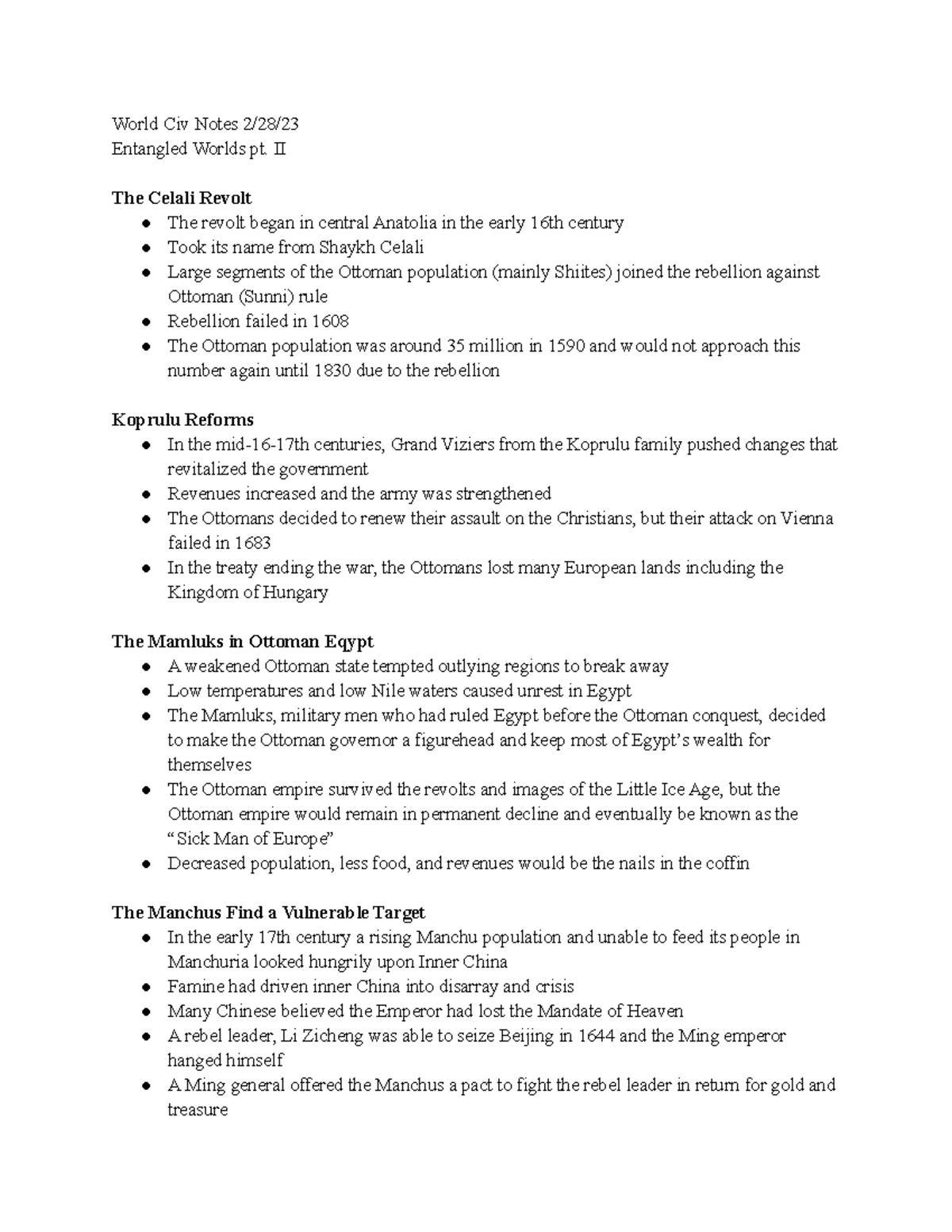 World Civ Notes Entangled Worlds Part 2 - World Civ Notes 2/28 ...