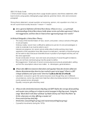 SBS 318-17 Midterm - Grade: B+ - Secrease 1 Kensha’ Secrease Professor Edmonds SBS 318 - 17 14 ...