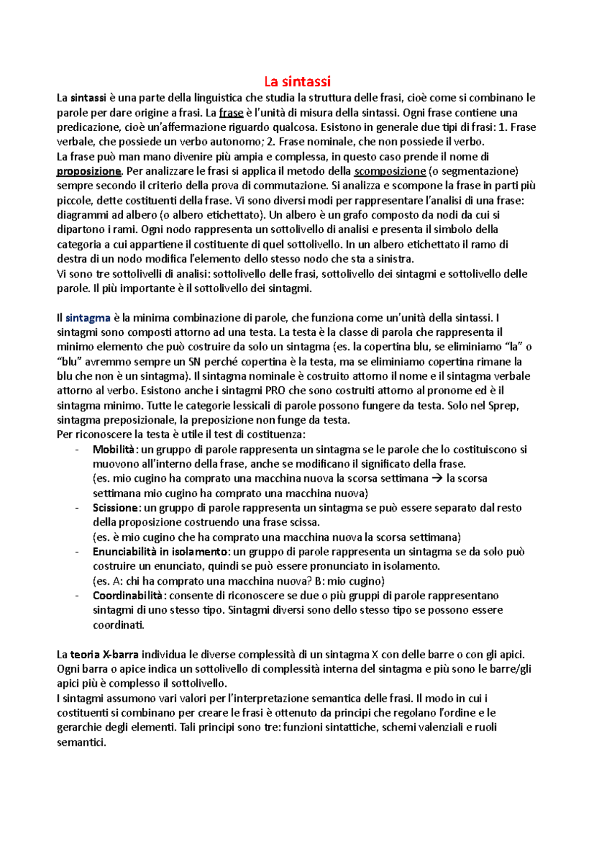 Sintassi - La linguistica. Un corso introduttivo - La sintassi La ...