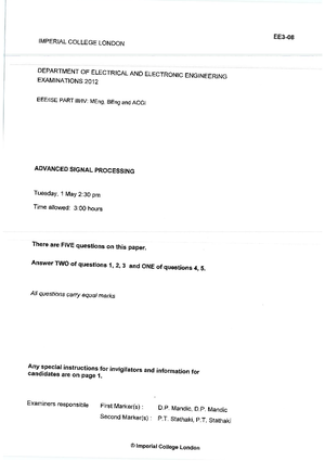 ASPMI Coursework - Adaptive Signal Processing and Machine Intelligence Coursework Prof. Danilo P ...