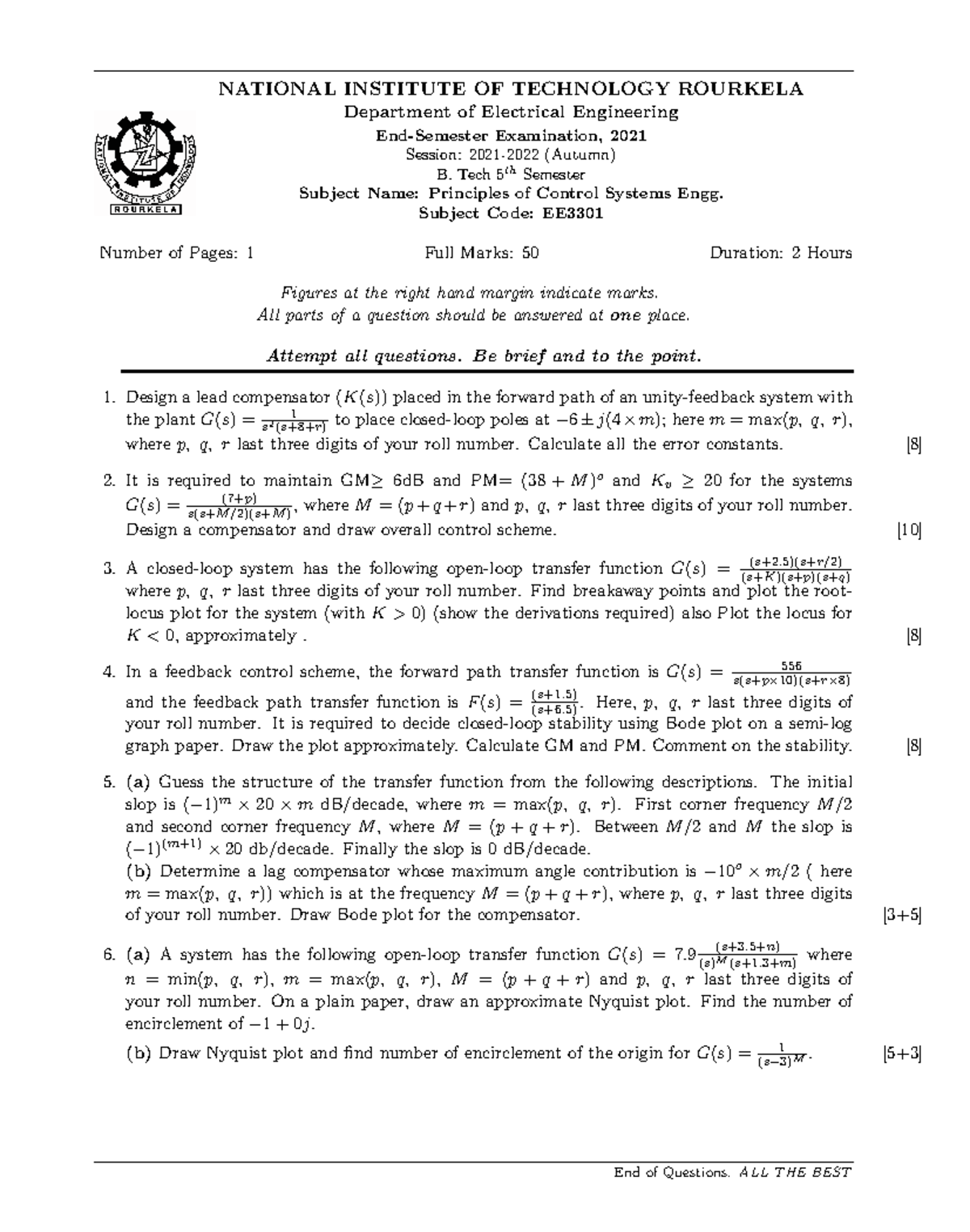 2021-22 - NATIONAL INSTITUTE OF TECHNOLOGY ROURKELA Department of ...