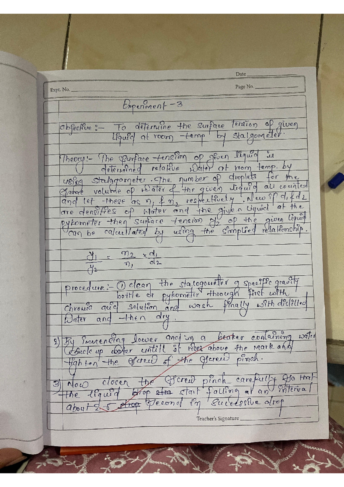 Chemistry exp 3&4 - Date Expt. No. Page No. Experiment objective To ...