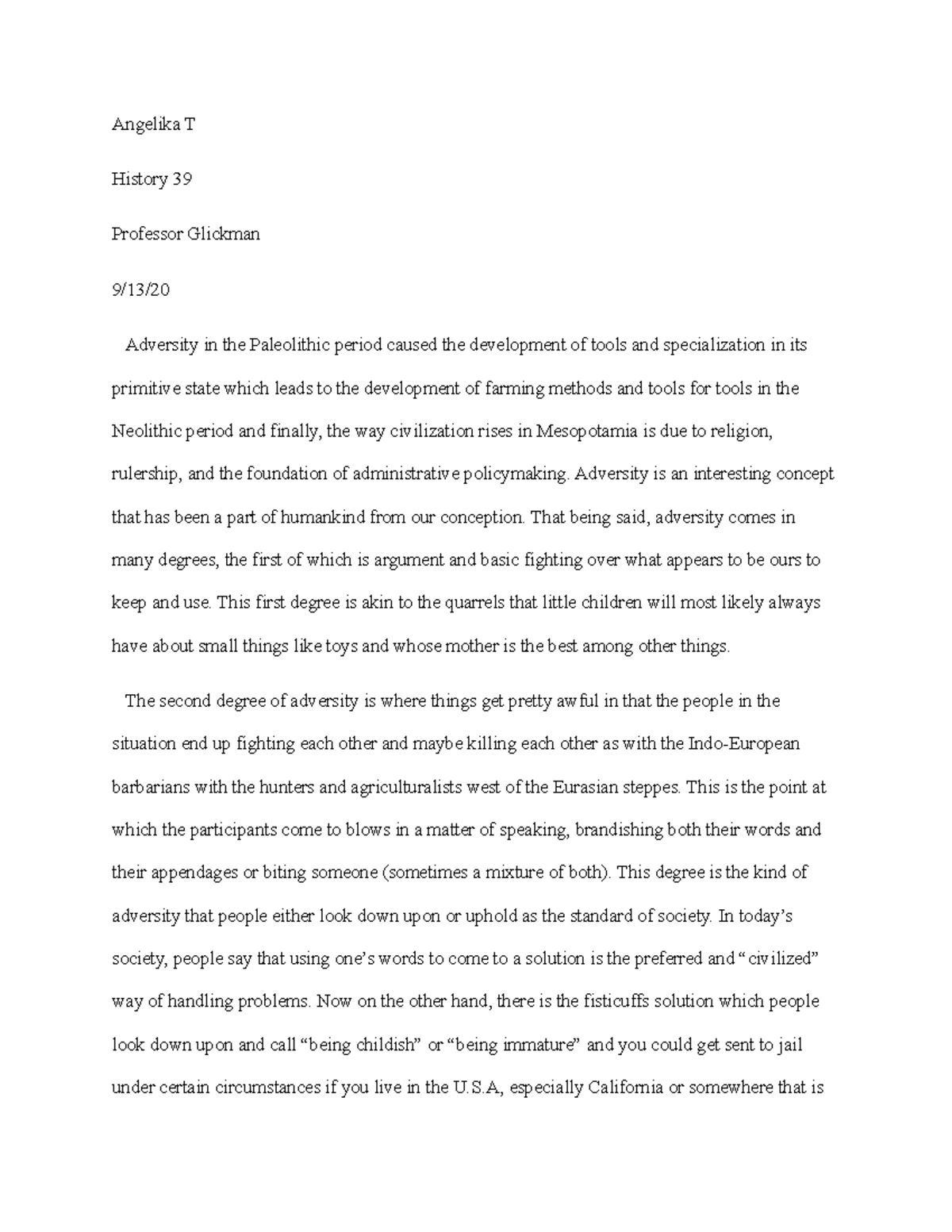 Ancient World History essay- Adversity in the Paleolithic period ...