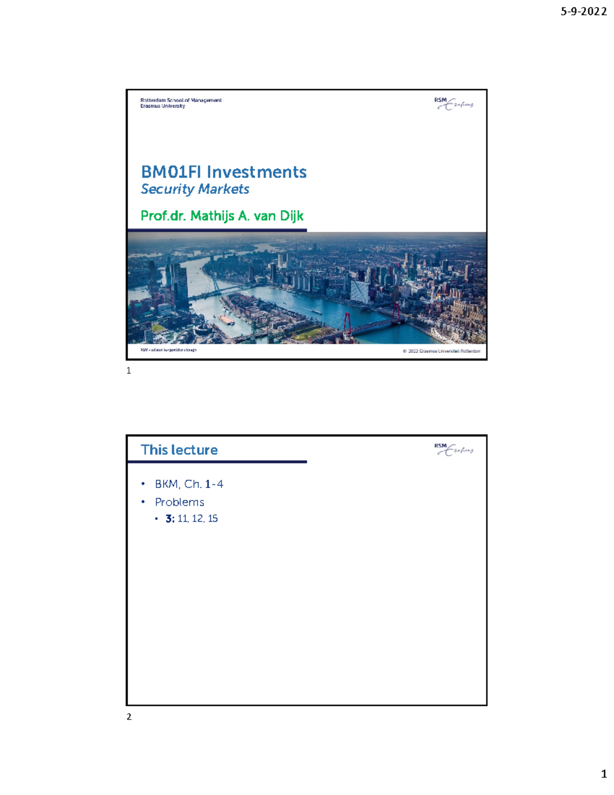 Lecture 1 BM01FI Investments Canvas - 12 RSM - a force for positive changeBM01FI Investments ...