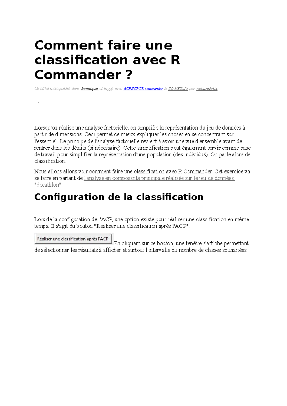 Comment faire une classification avec R Commander - Comment faire une ...