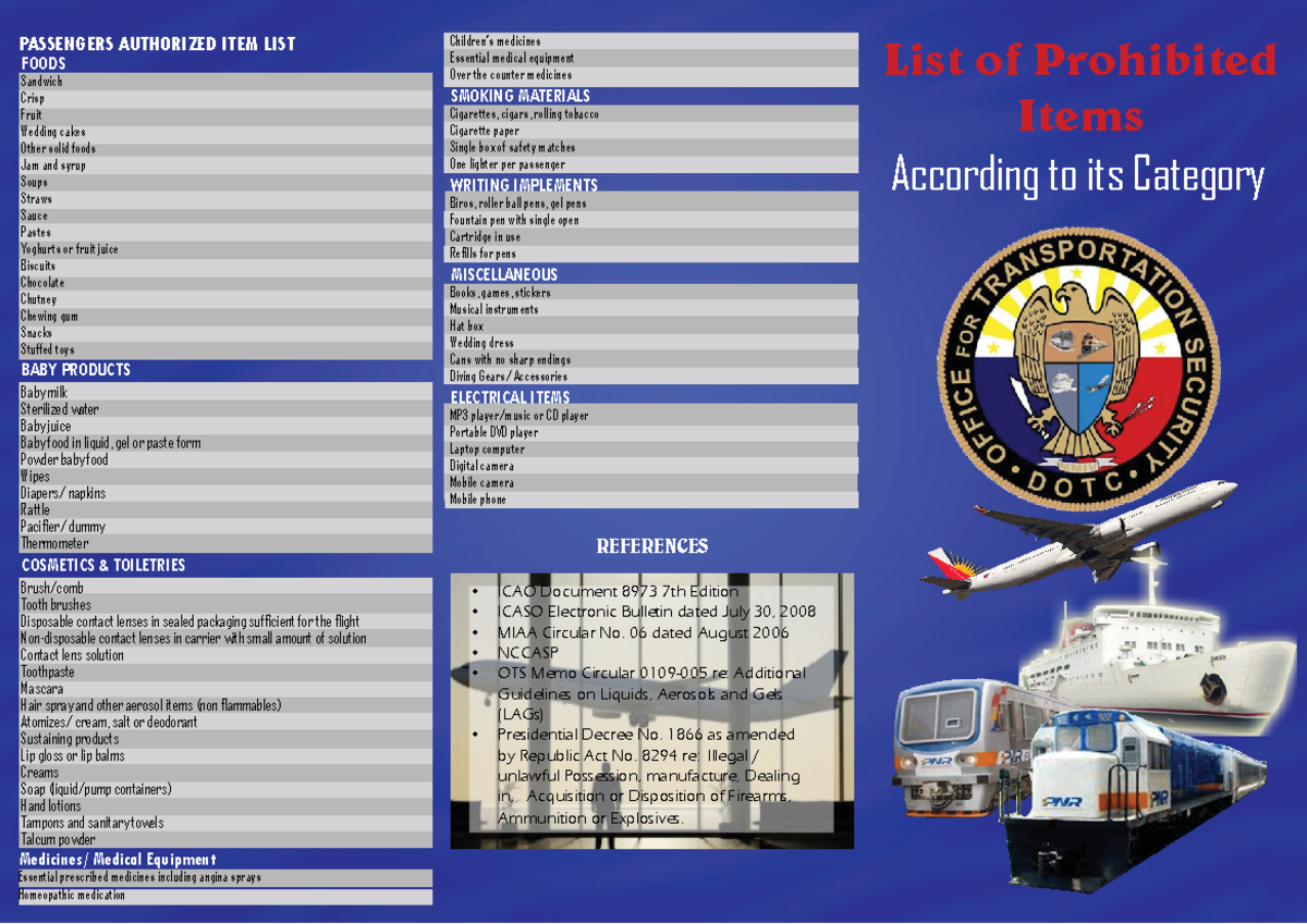 Brochure 3 - List of prohibited items according to its category - List ...