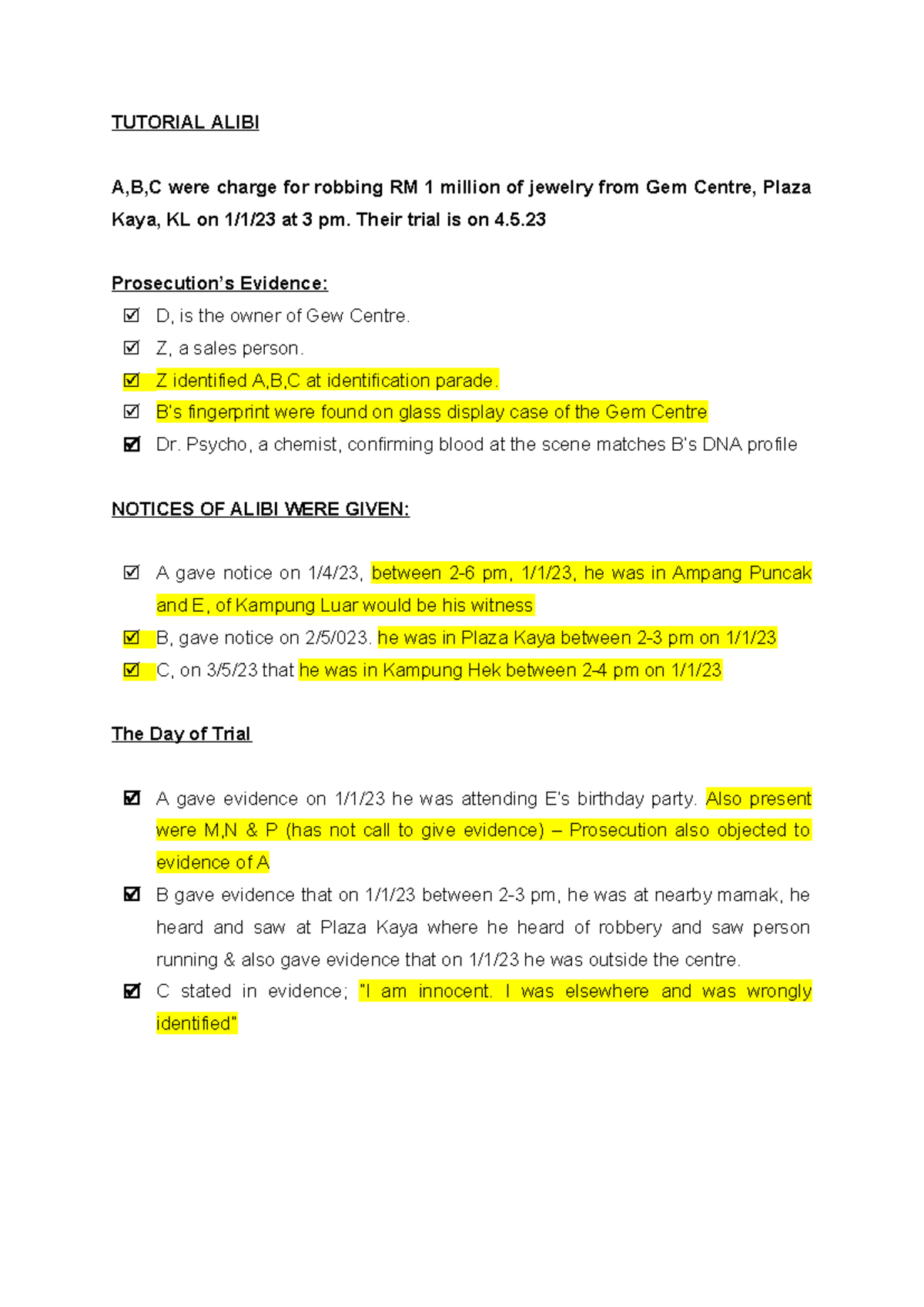 tutorial alibi on the question whether it is necessary to submit notice ...