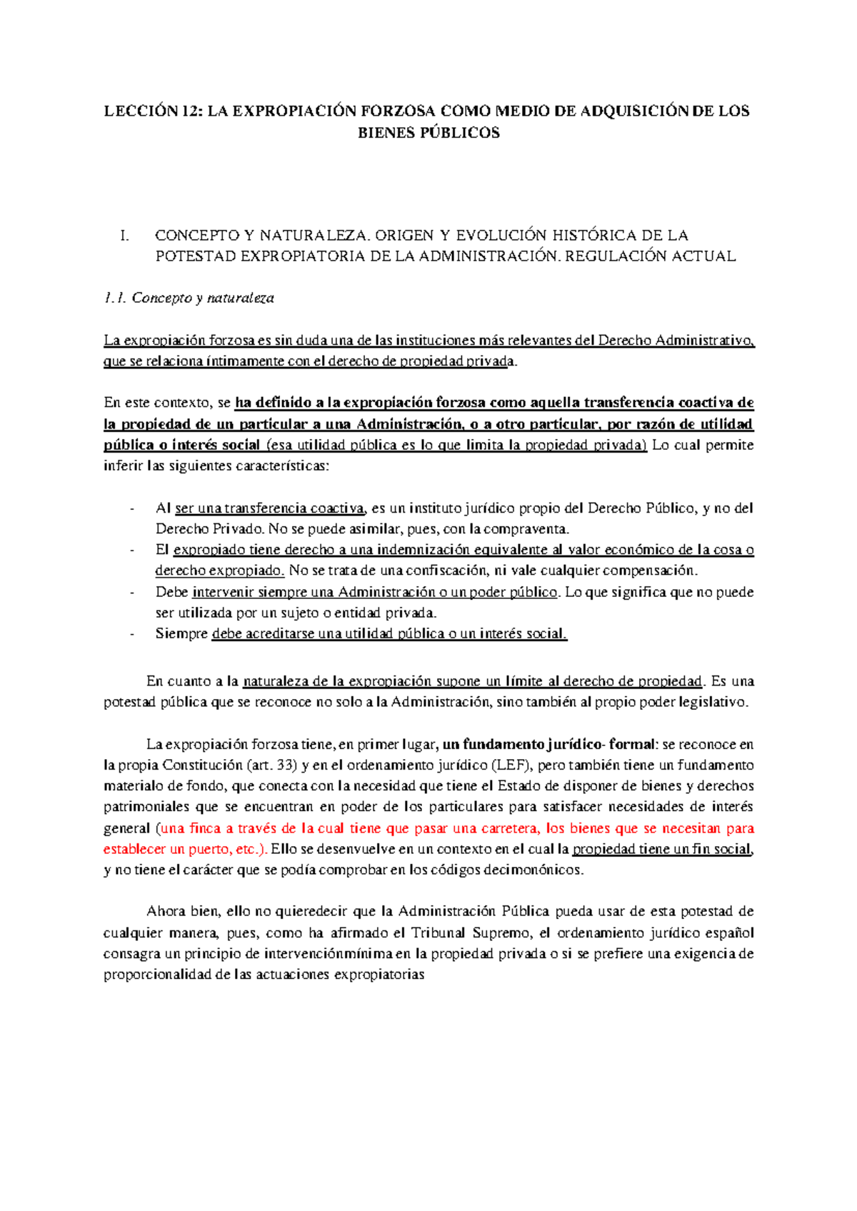 TEMA 12 - resumen - LECCIÓN 12: LA EXPROPIACIÓN FORZOSA COMO MEDIO DE ...