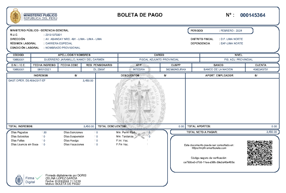 Boleta DE Pnan9999999999999999999 - BOLETA DE PAGO FEBRERO - 2024 D ...