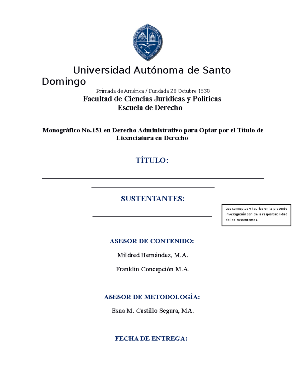 Portada-Indice-Guía a desarrollar para Proyecto de Monográfico Derecho ...