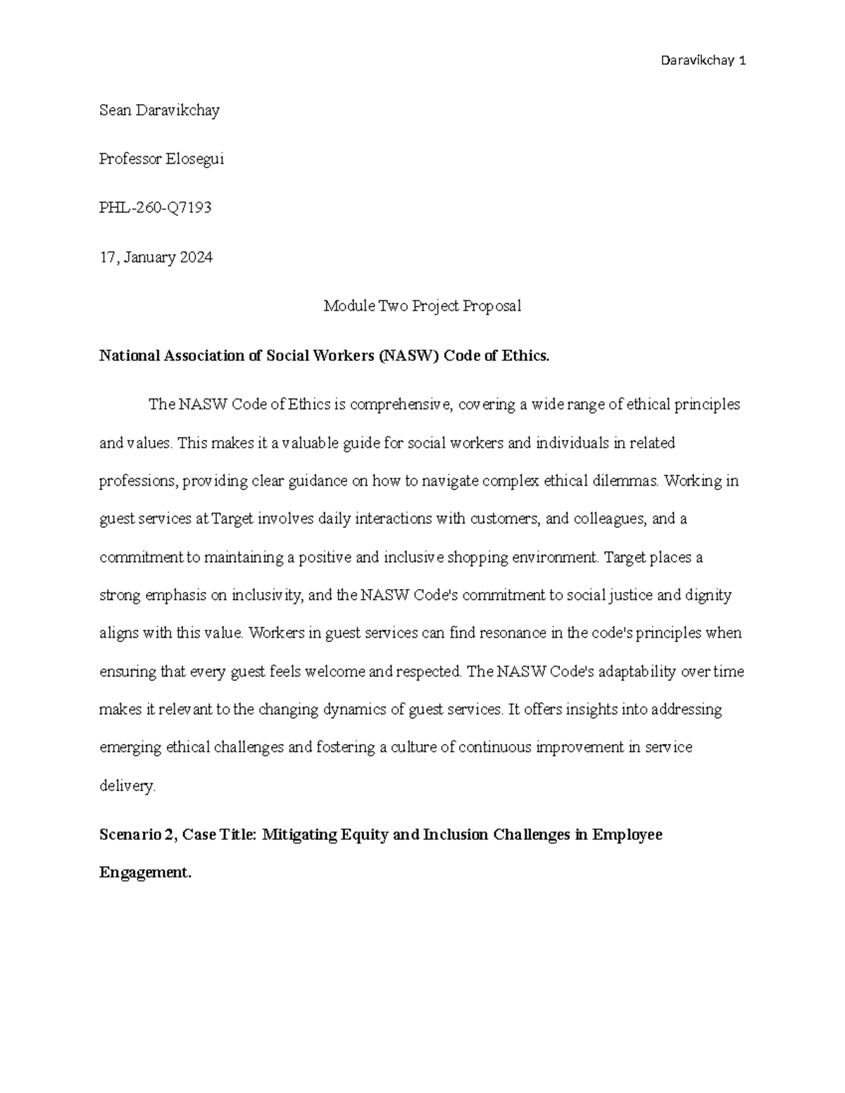 Module Two Project Proposal - Sean Daravikchay Professor Elosegui PHL ...
