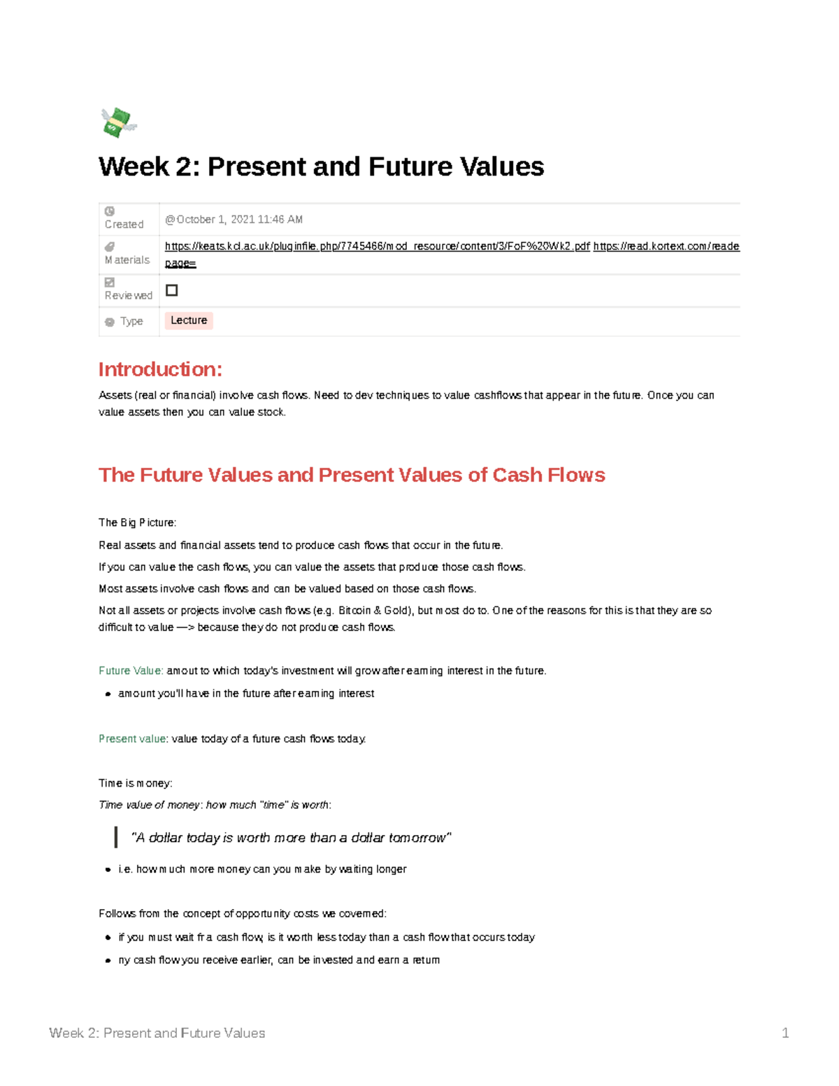Week 2 Present and Future Values - 💸 Week 2: Present and Future Values ...