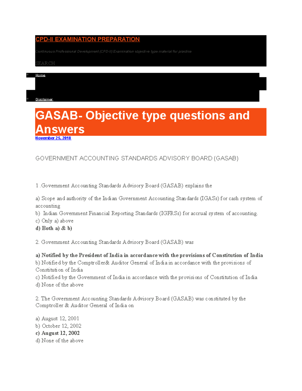 Paper-1- Gasab - CPD-II EXAMINATION PREPARATION Continuous Professional ...