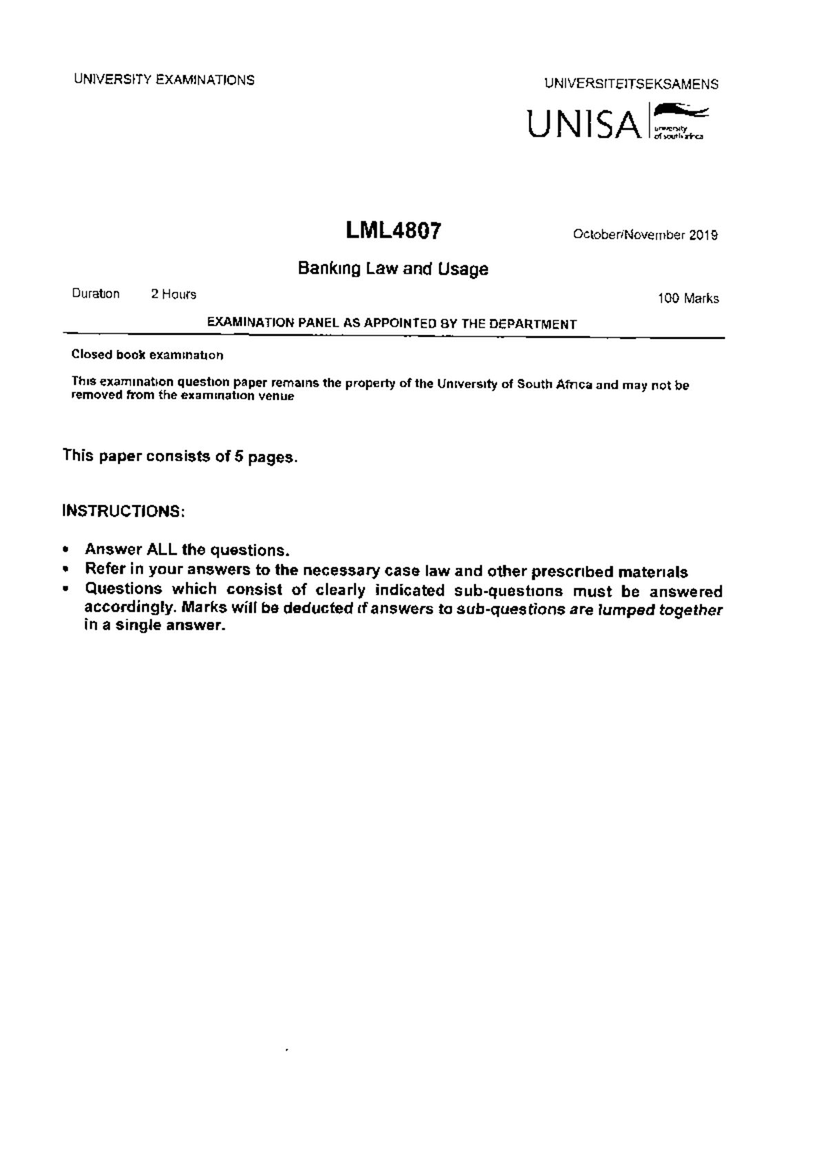 Lml4807 exam 7 - LML4807 - Studocu