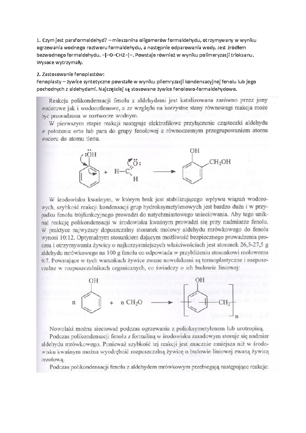 Notatki z ćwiczenia 4. - 1. Czym jest paraformaldehyd? mieszanina ...