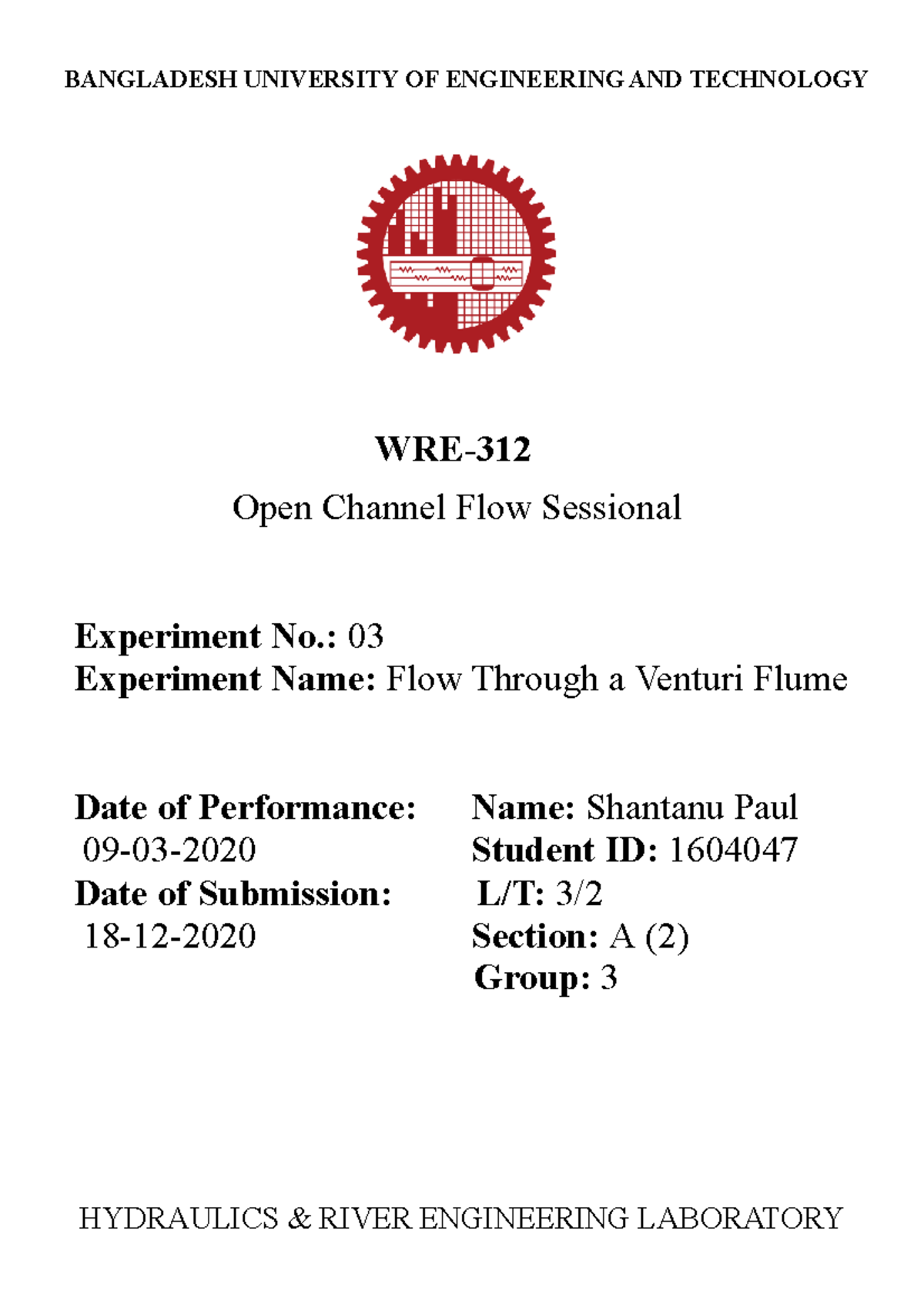 S2016 04047 Report 3 - guikgu - BANGLADESH UNIVERSITY OF ENGINEERING ...