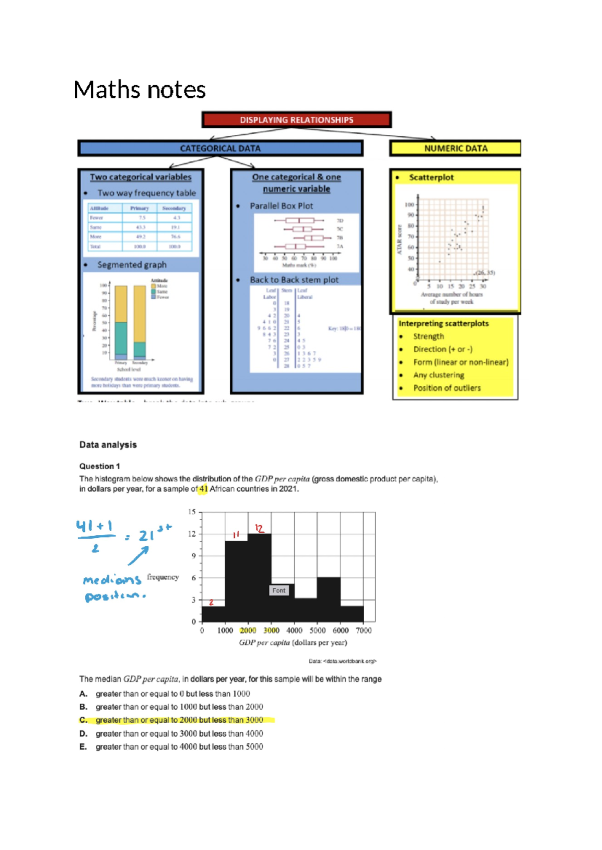 EXAM Notes FOR Maths - Maths notes DISPLAYING RELATIONSHIPS CATEGORICAL ...
