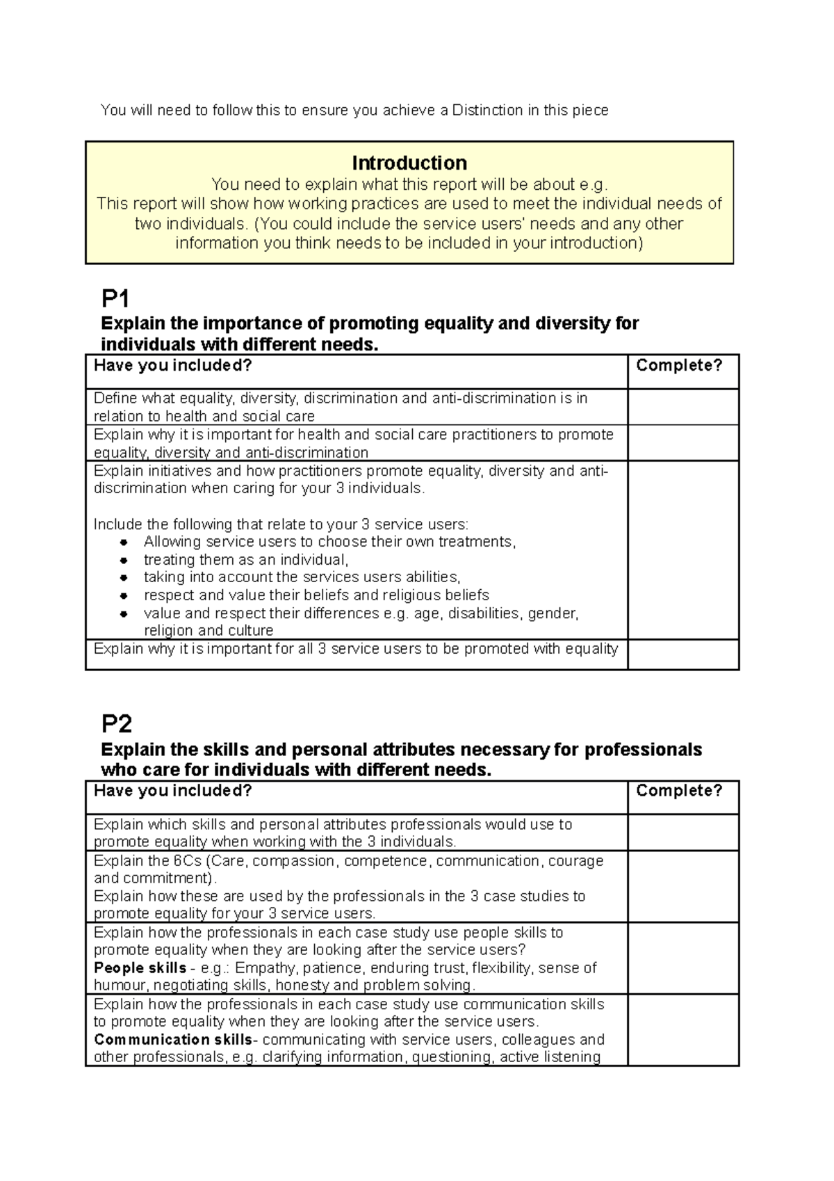 UNIT 5 Checklist - You will need to follow this to ensure you achieve a ...
