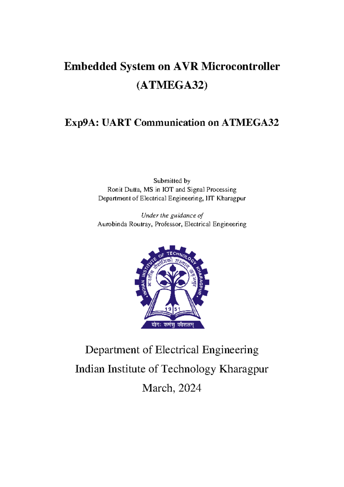 Exp9A UART Communication on Atmega 32 - Embedded System on AVR Microcontroller (ATMEGA32) Exp9A ...