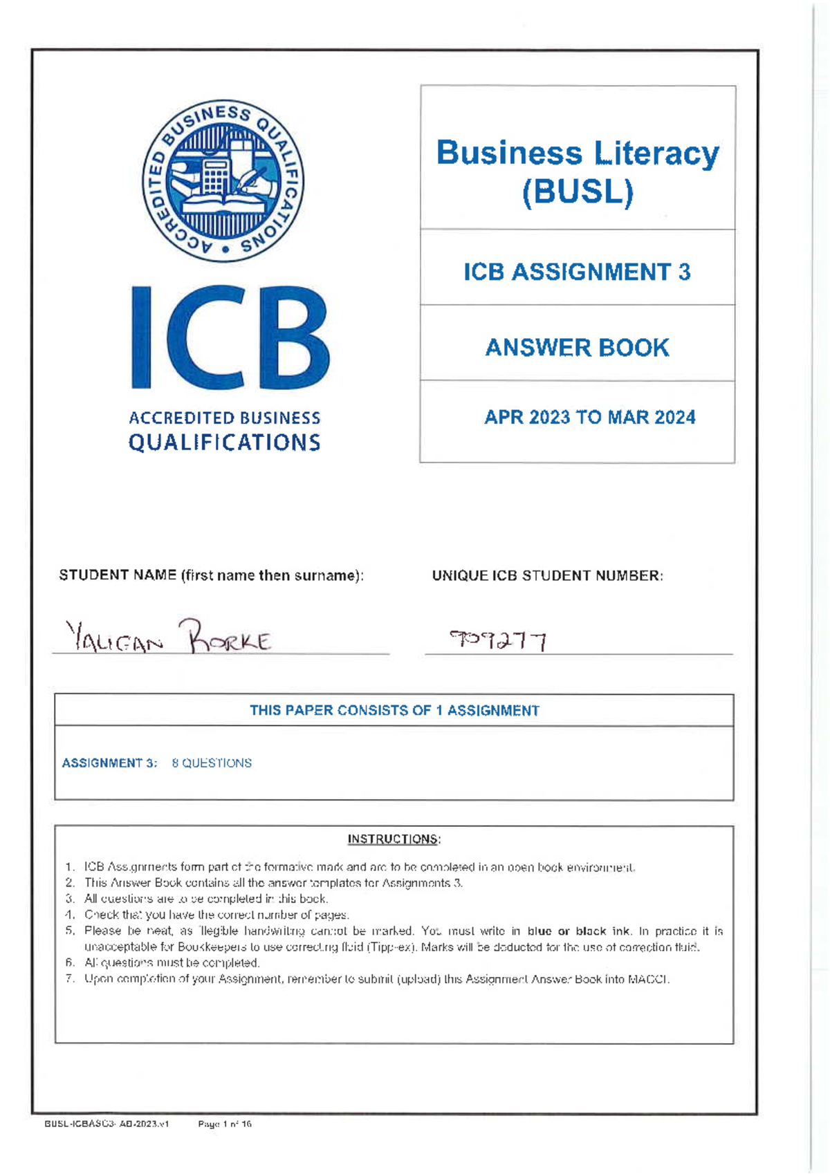 BUSL Assignment 3 - 909277 - BUSL3 - Studocu