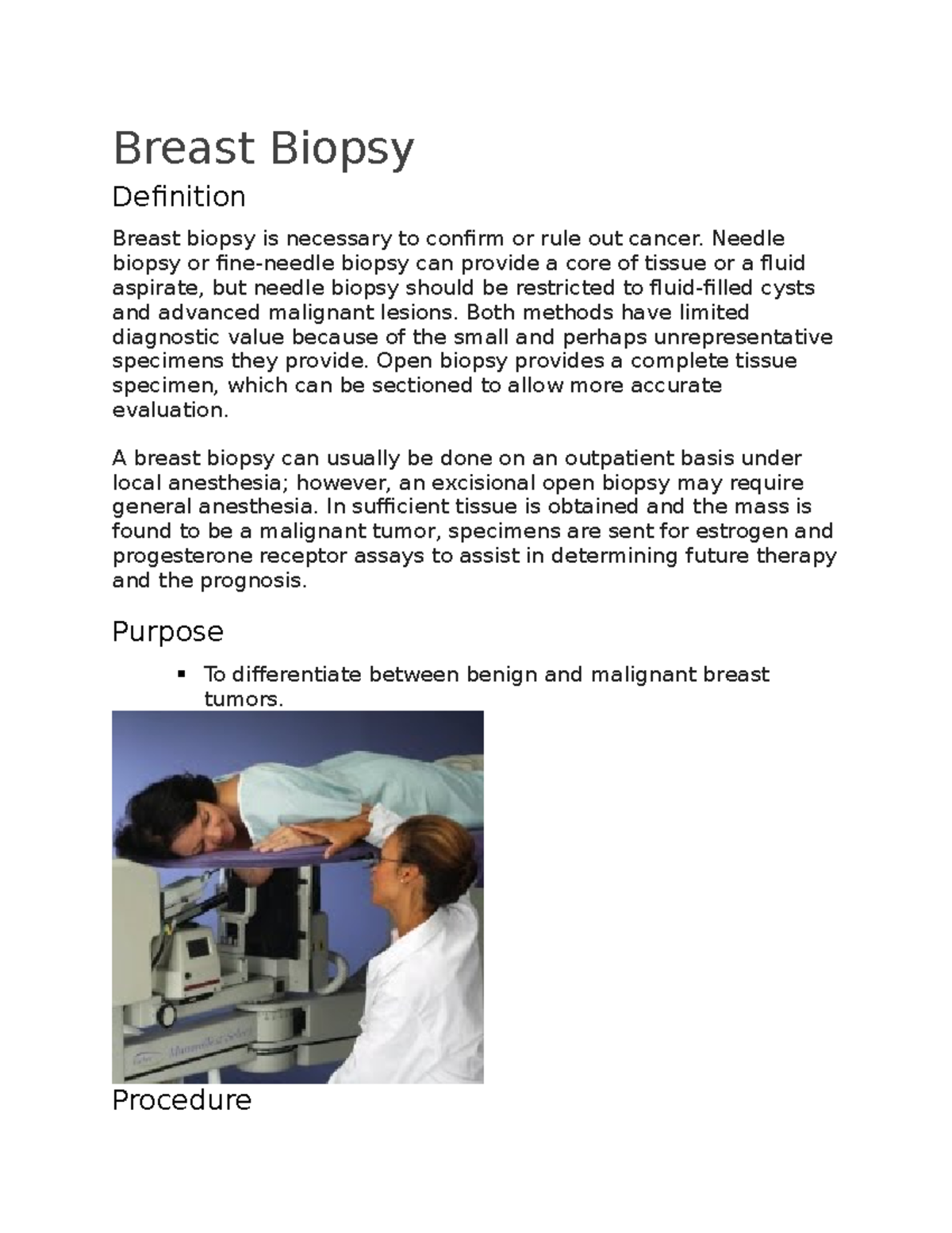 Breast Biopsy - carmines - Breast Biopsy Definition Breast biopsy is ...