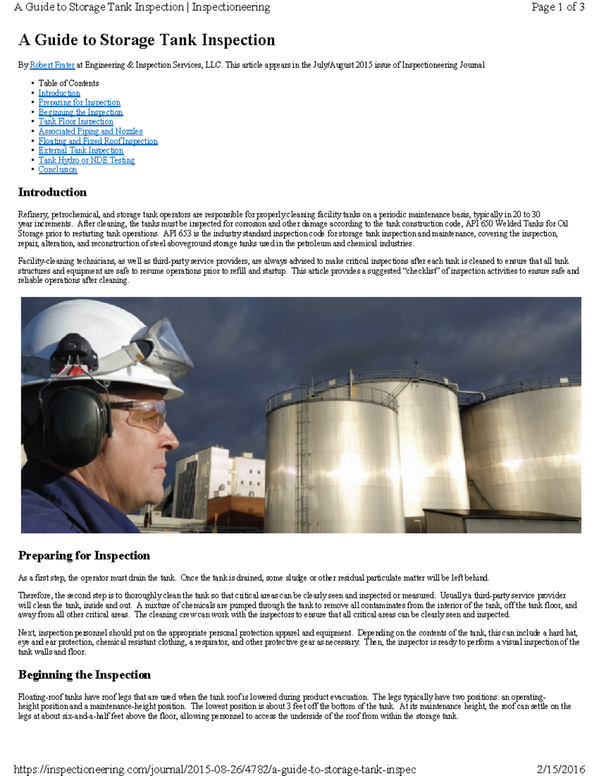 A Guide to Storage Tank Inspection - This article appears in the July ...