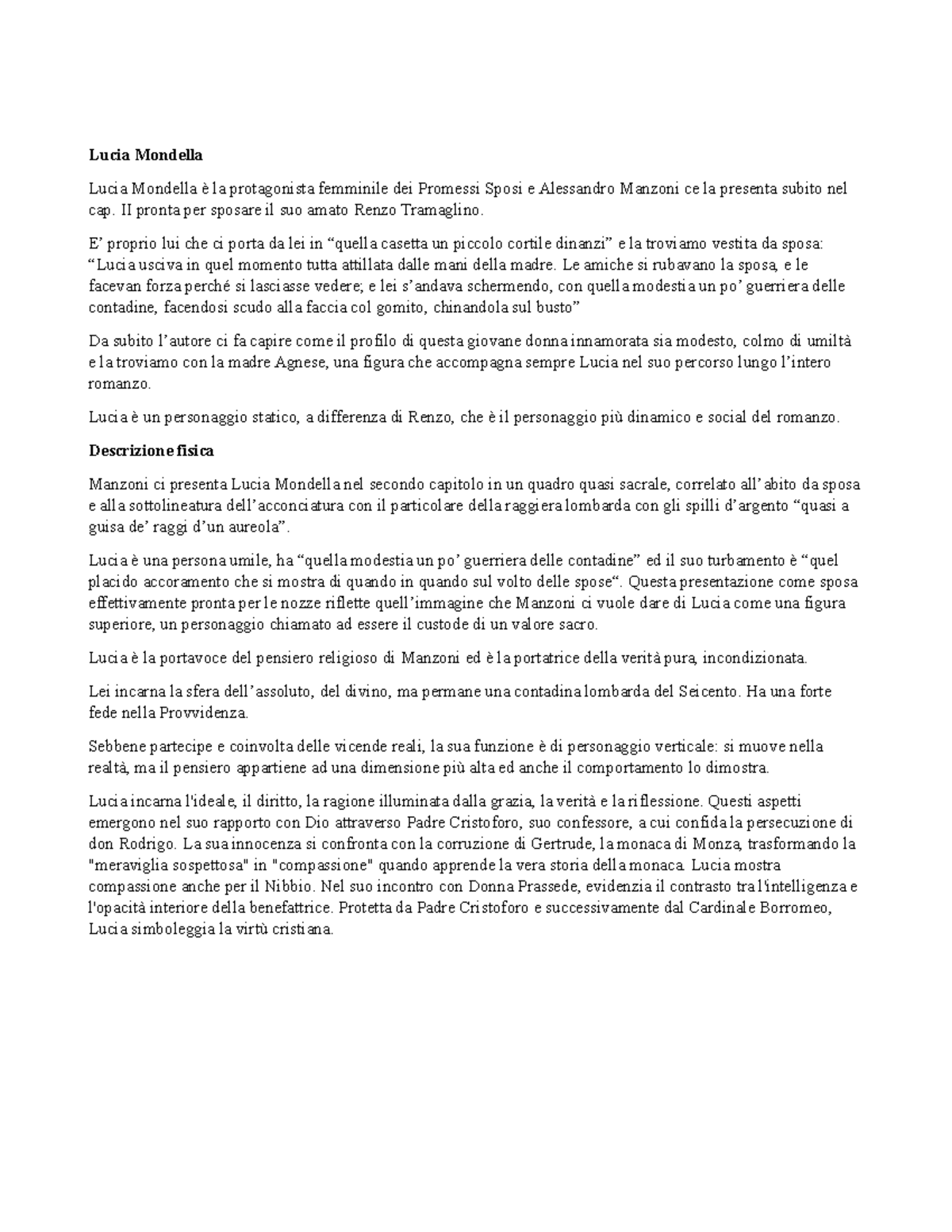 Lucia mondella analisi personaggio promessi sposi - Lucia Mondella ...