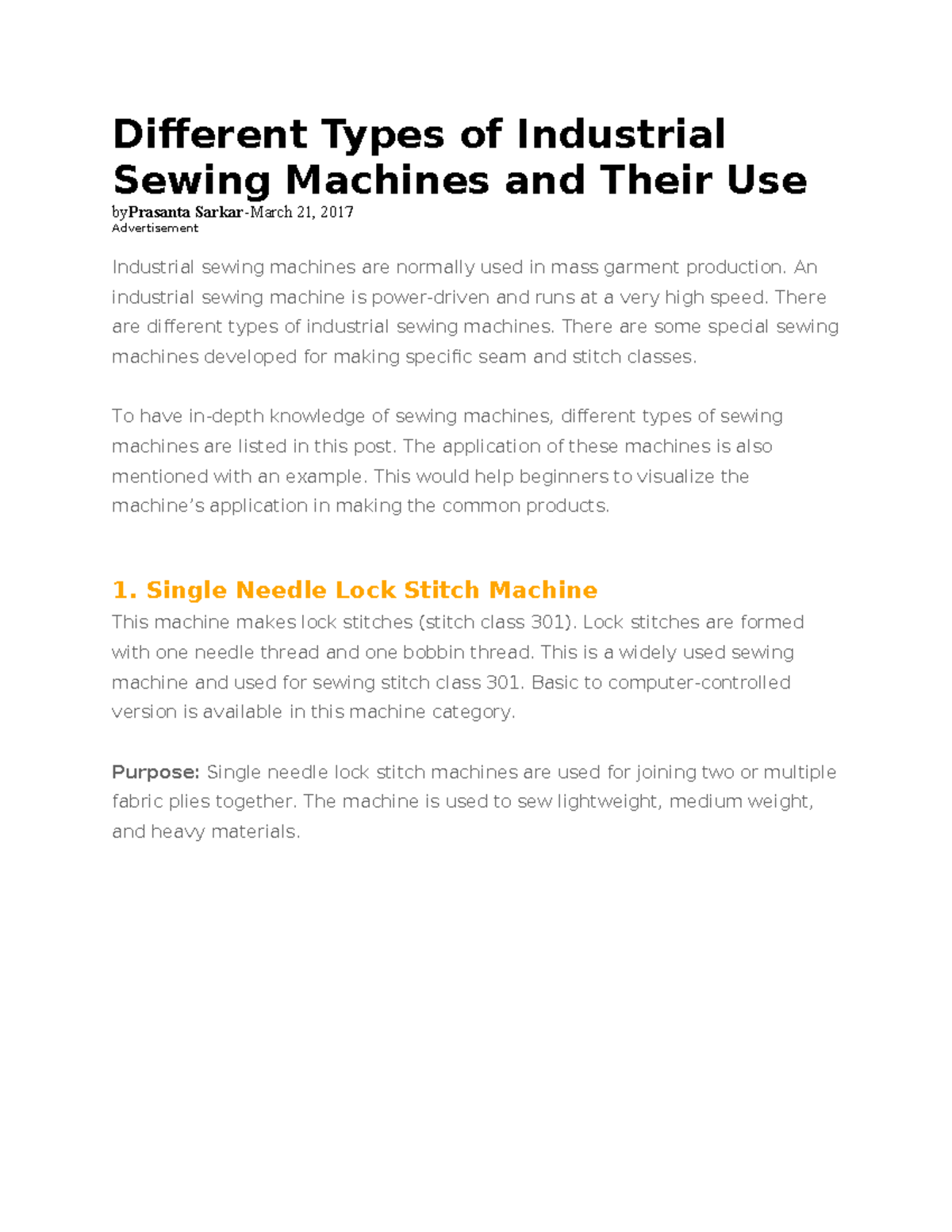 Different Types of Industrial Sewing Machines and Their Use - Different ...