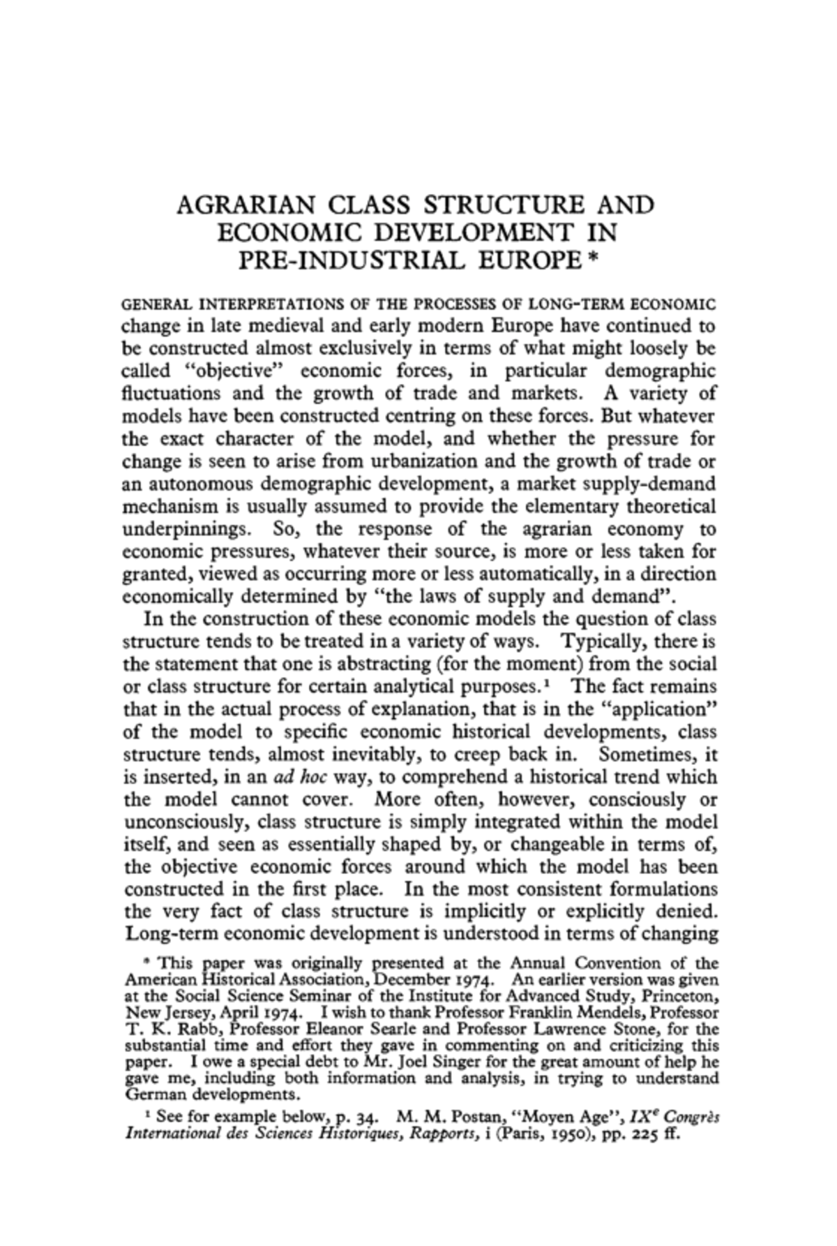 Robert Brenner - god - AGRARIAN CLASS STRUCTURE AND ECONOMIC ...