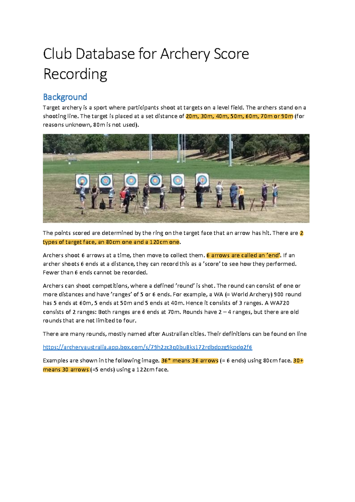 Database for Archery Score Recording - Club Database for Archery Score ...