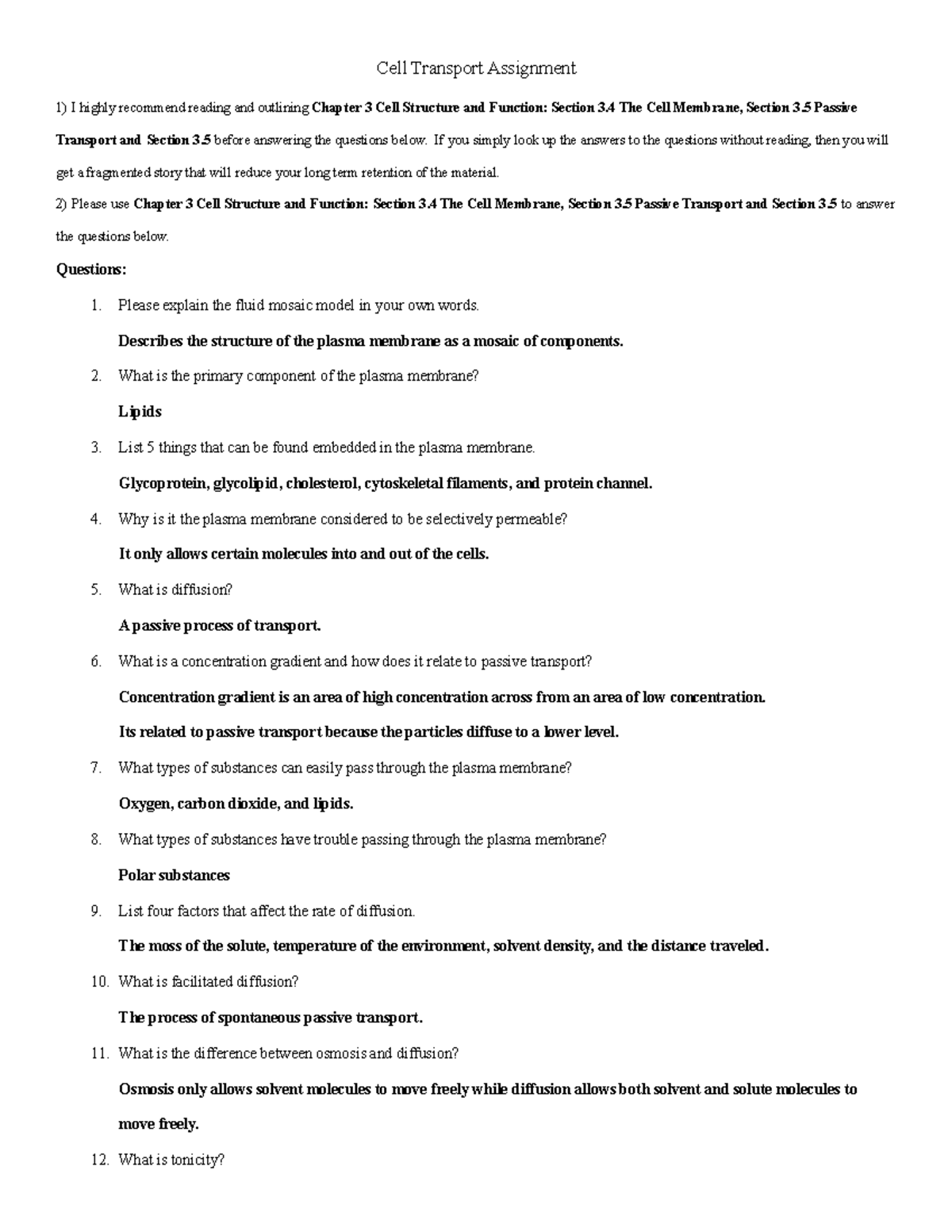 SCI1015 Cell Transport Assignment - Cell Transport Assignment I highly ...