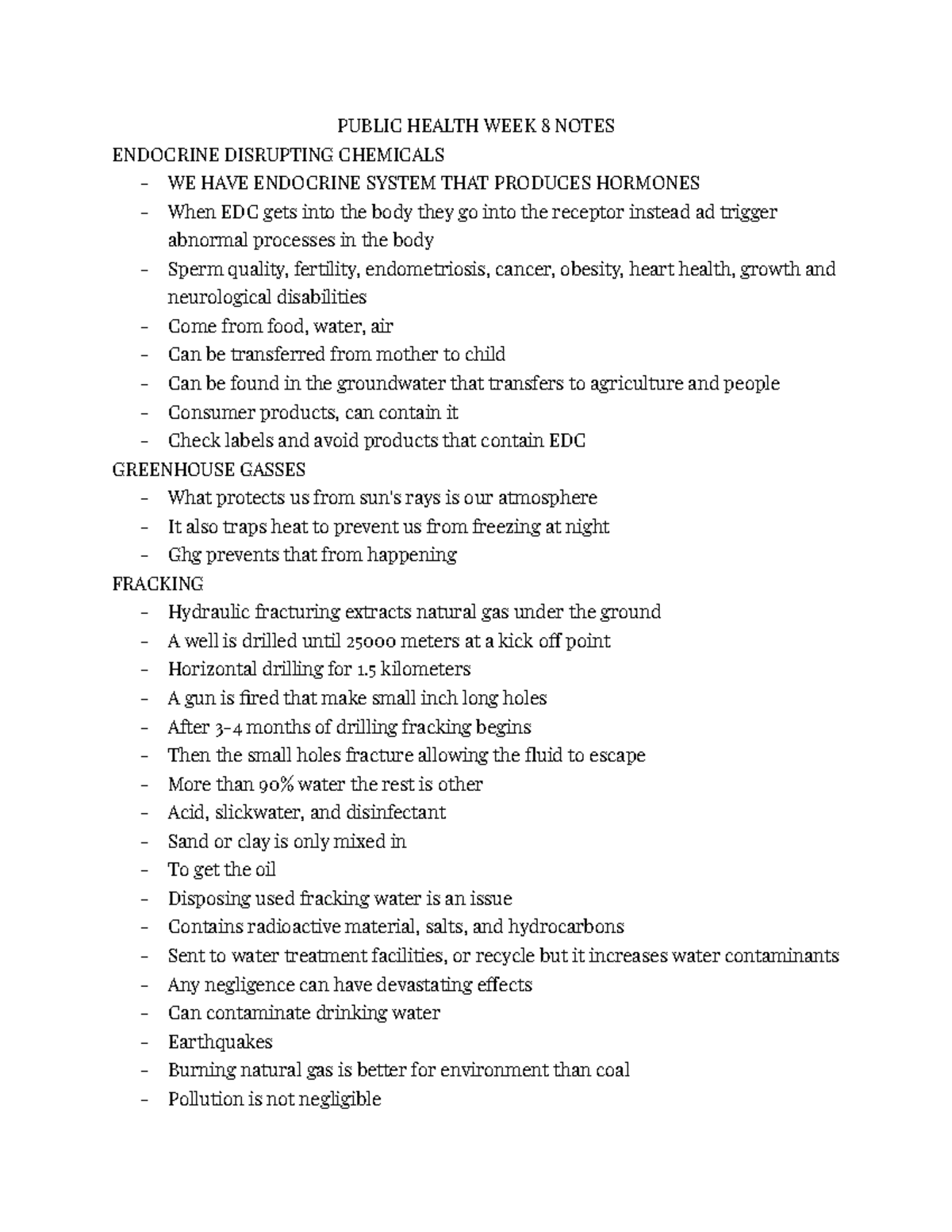 Public Health WEEK 8 Notes - PUBLIC HEALTH WEEK 8 NOTES ENDOCRINE ...