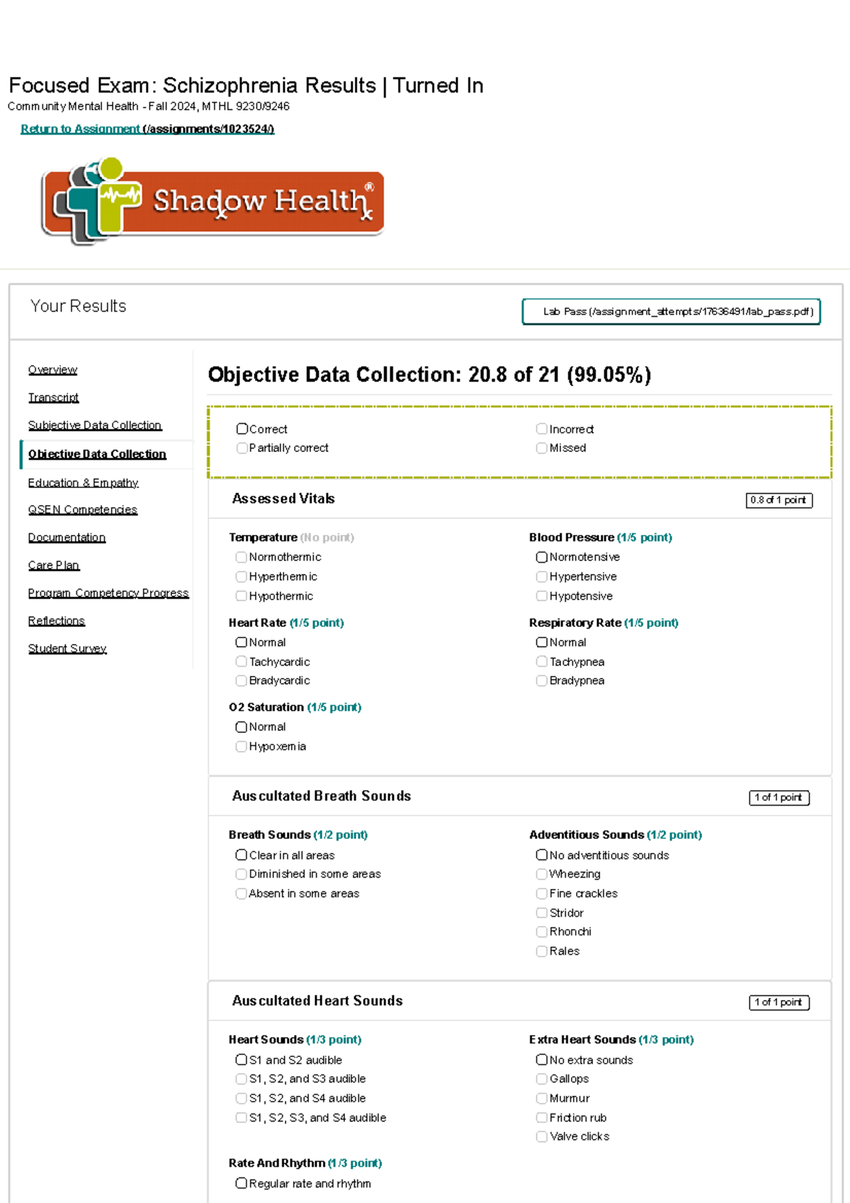 Shadow Health Focused Exam Schizophrenia - Eric Ford - Objective Data ...