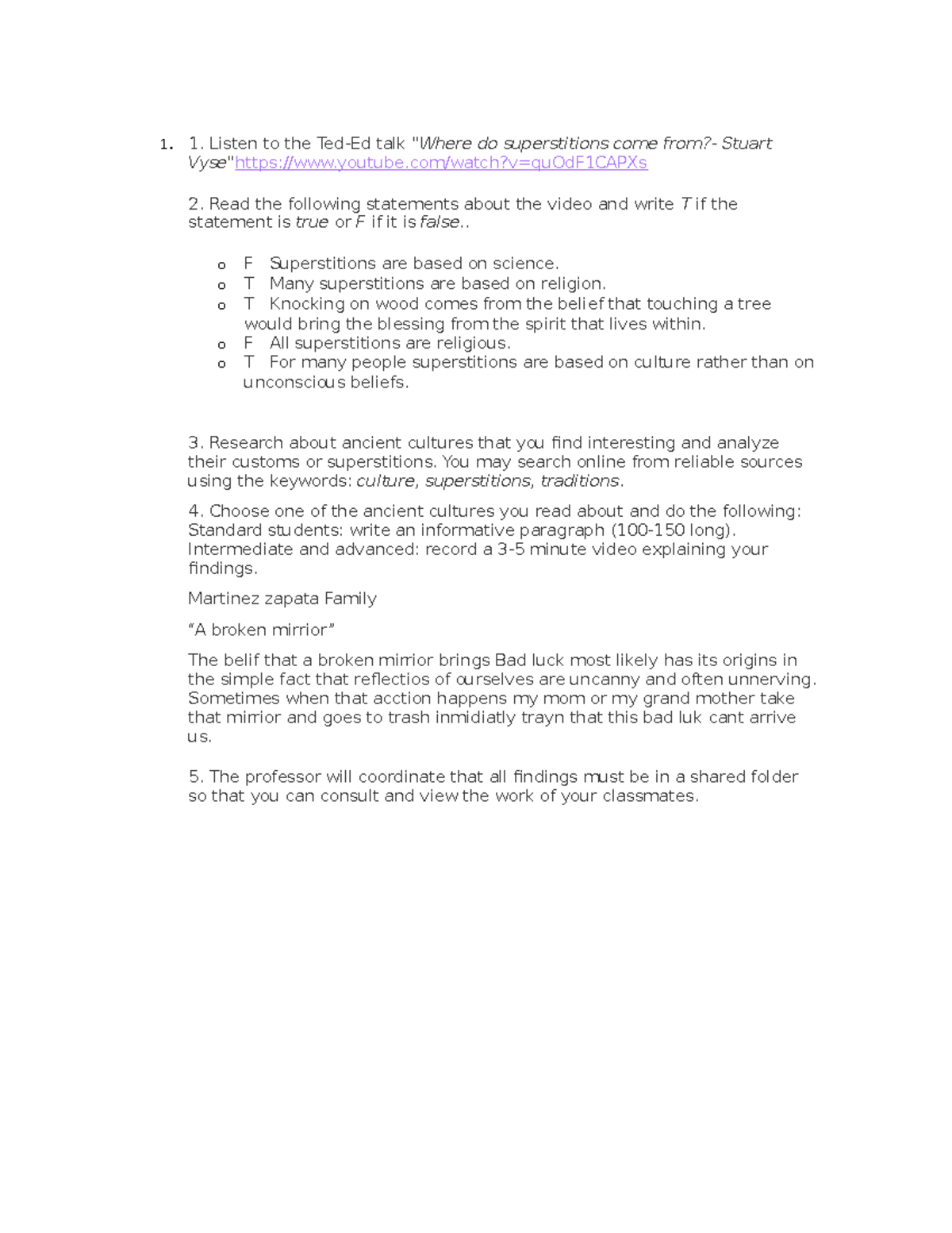 Activity 7 - Actividad - Listen to the Ted-Ed talk "Where do ...