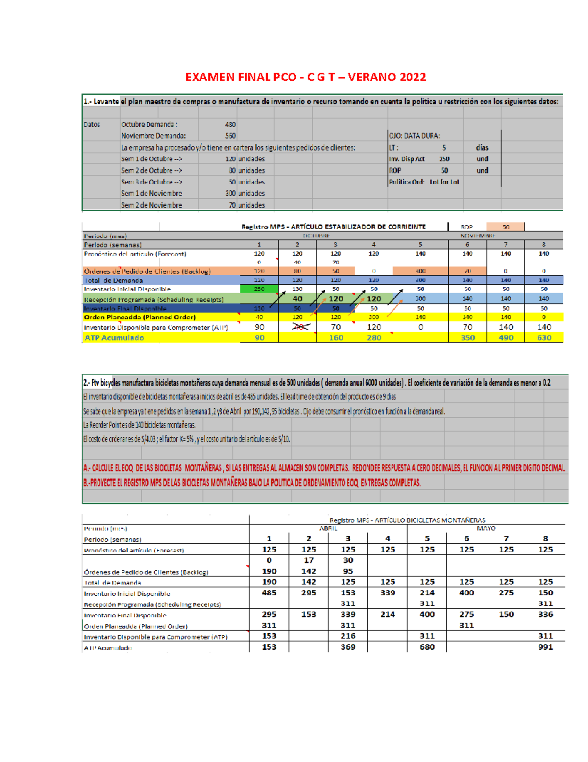 Solucionario EX. Final Verano 2022 - Logística internacional - EXAMEN FINAL PCO - C G T – VERANO ...