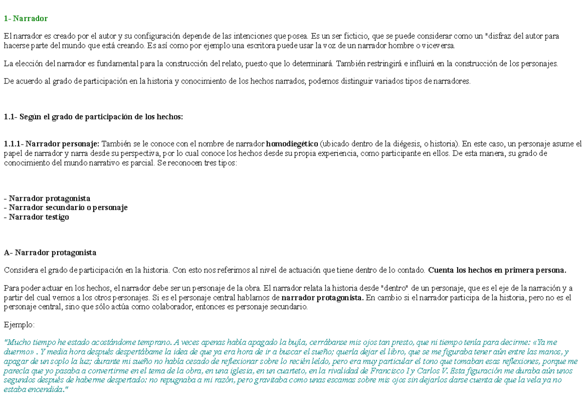 Tipos de narradorokii - Teoría del punto de vista del narrador - 1 ...
