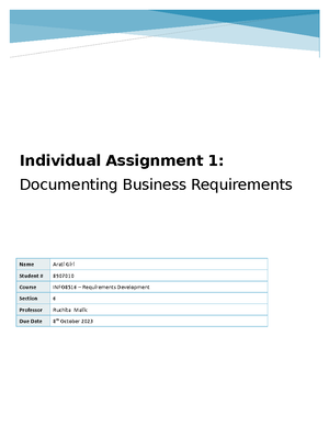 IA1 Bus Reqs Template - easy to copy - Individual Assignment 1: Documenting Business ...