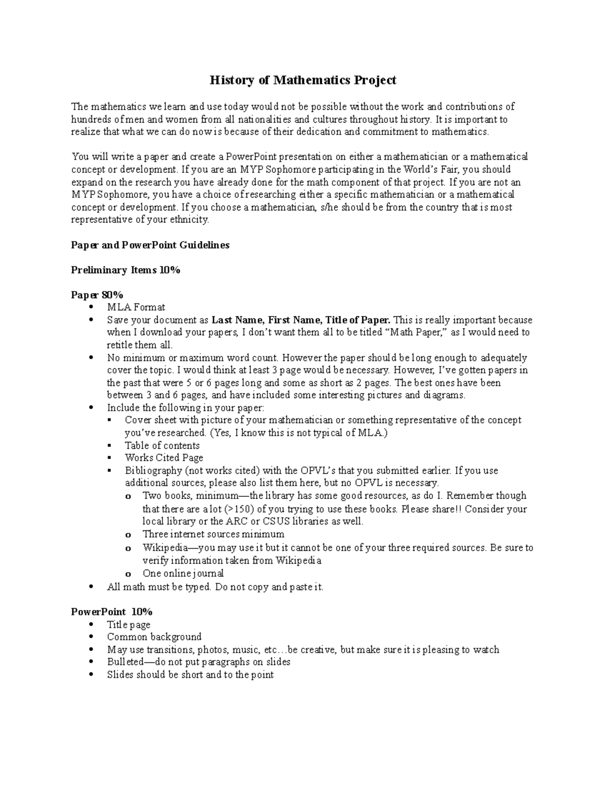 History of Mathematics Paper 2016 - History of Mathematics Project The ...