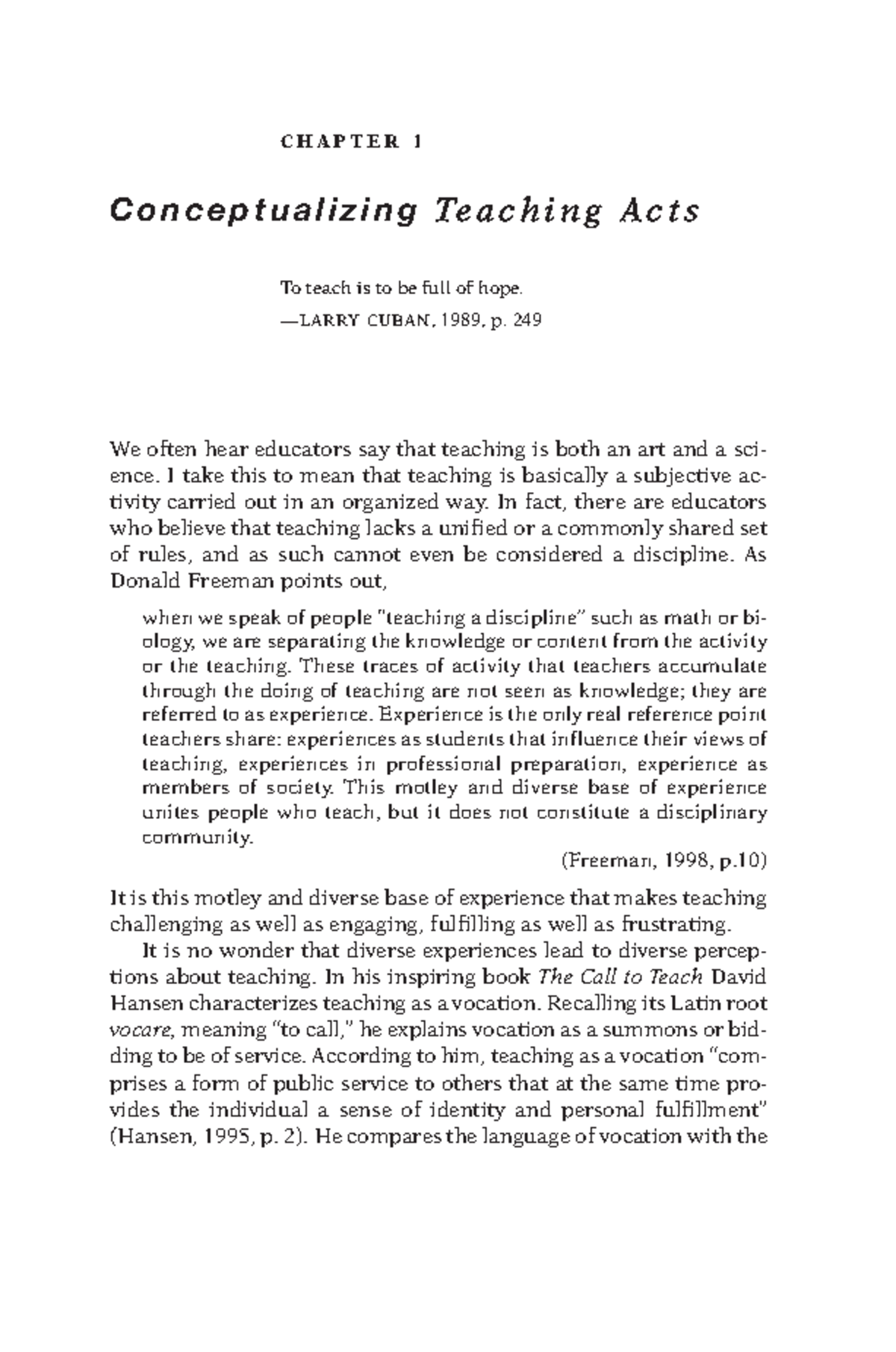 Conceptualizing teaching acts - C H A P T E R 1 C o n c e p t u a l i z i n g Te a c h i n g A c ...