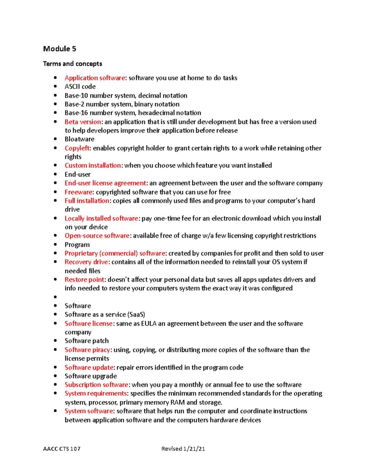 Module 5 Terms and Skills - Module 5 Terms and concepts Application ...