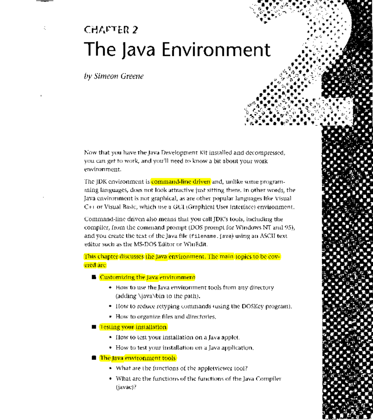Java-hoofdst-2 - The lava Envi ronment Simeon Greene Now that you have ...