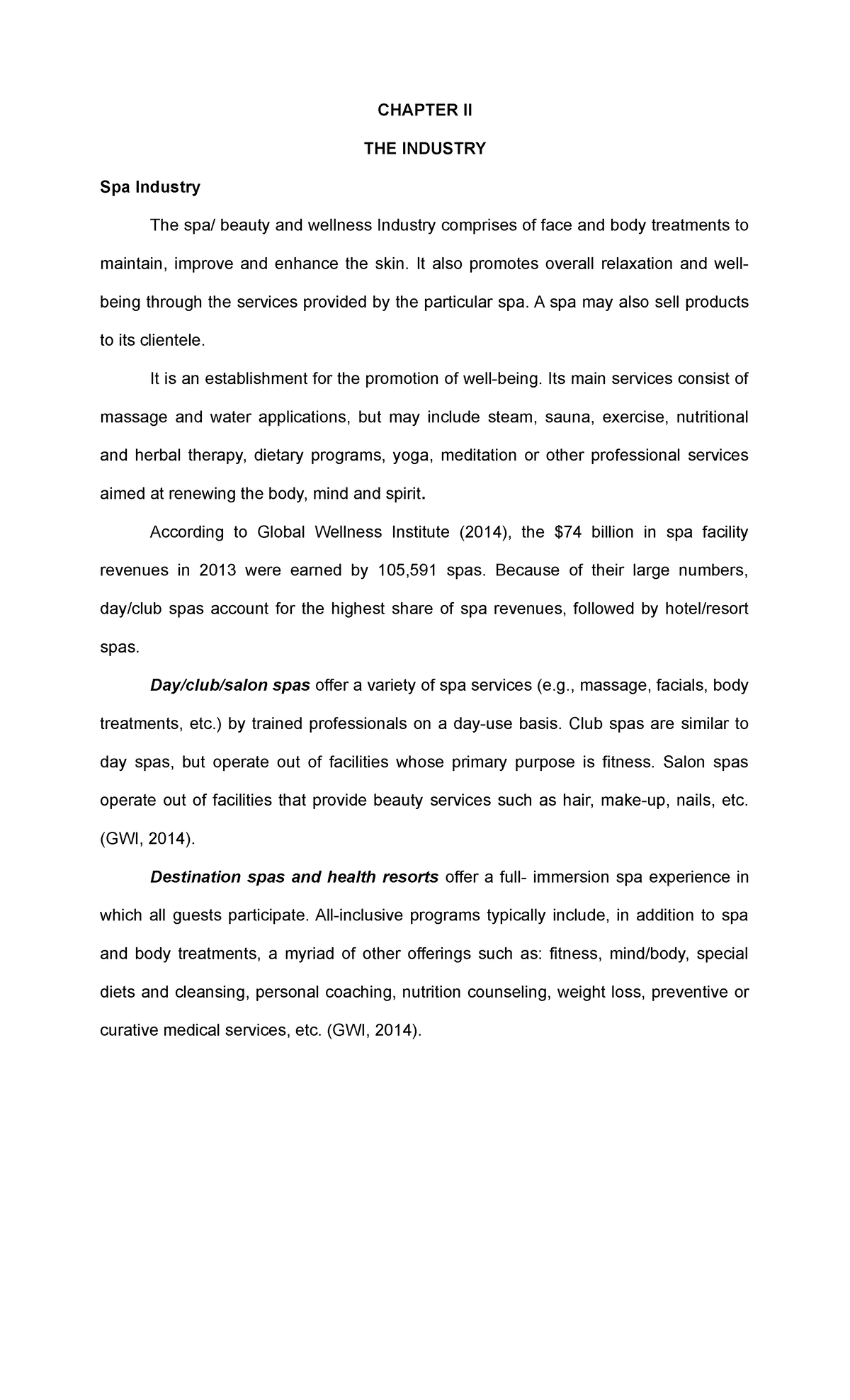 Chapter II - INTEGRATED ACTION RESEARCH - CHAPTER II THE INDUSTRY Spa ...