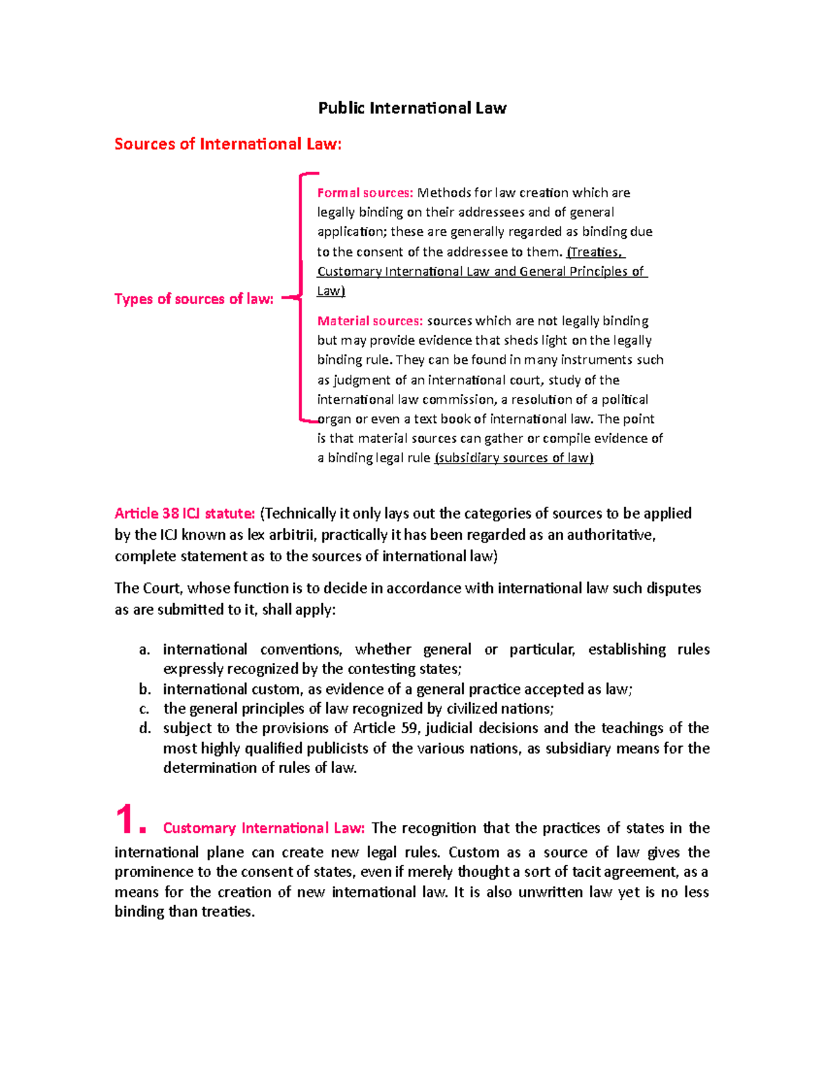 Public International Law guide - Public International Law Sources of ...