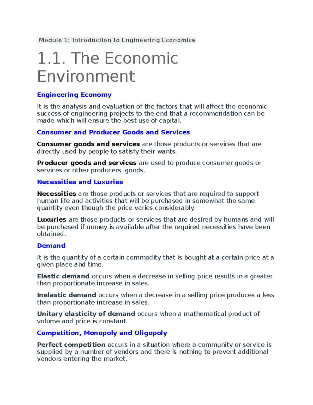 Module 1 Introduction to Engineering Economics - Module 1: Introduction ...