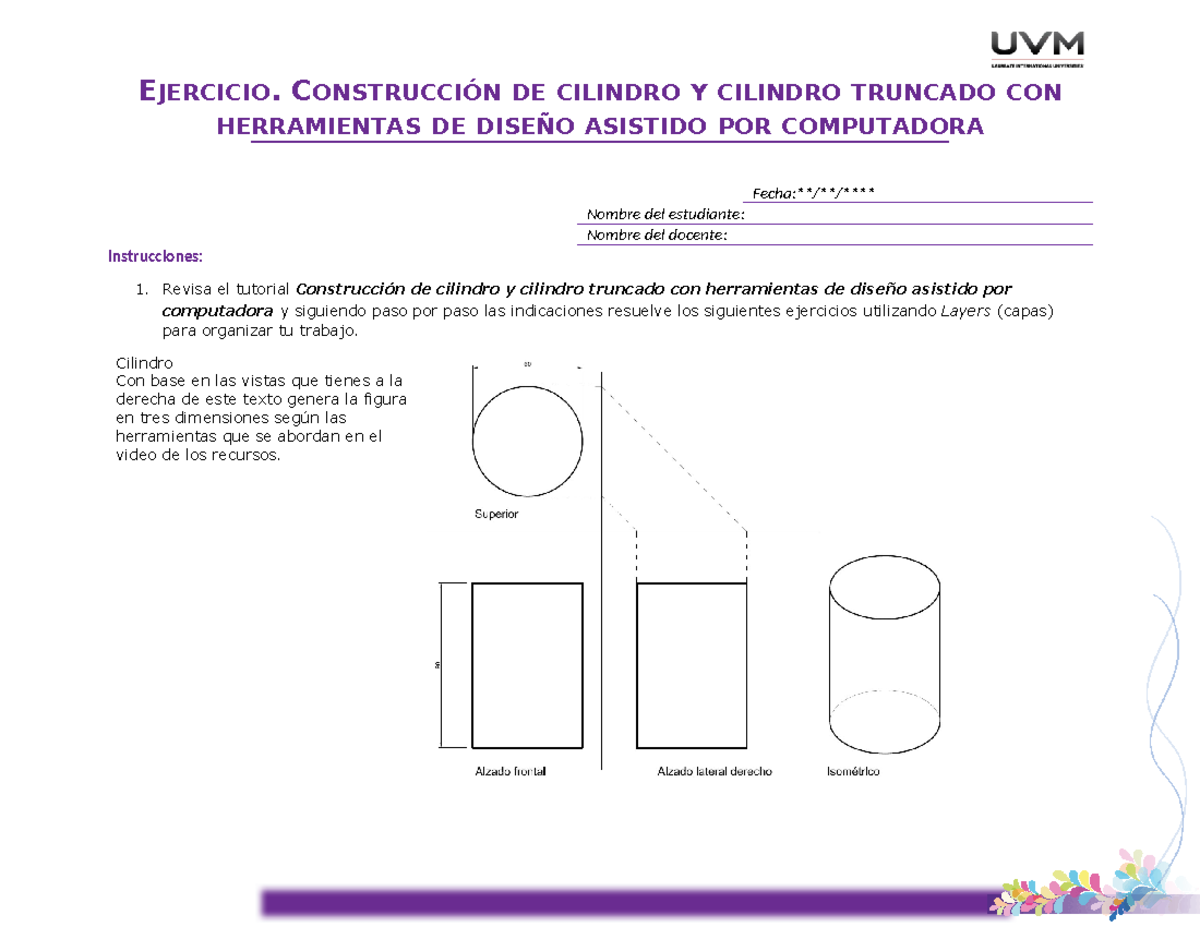 U2 Ejercicios Construccion de cilindro y cilindro truncado - EJERCICIO ...