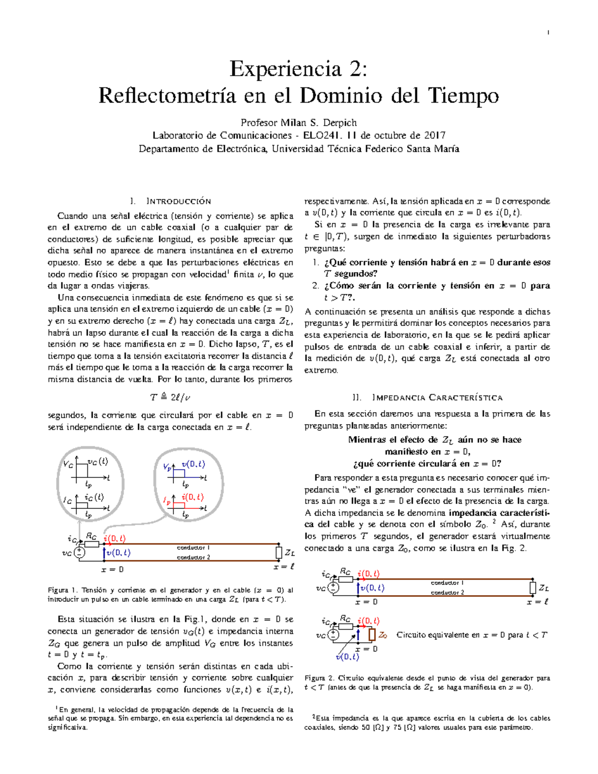 Experiencia 2 - Reflectometría en el Dominio del Tiempo - 1 Experiencia ...