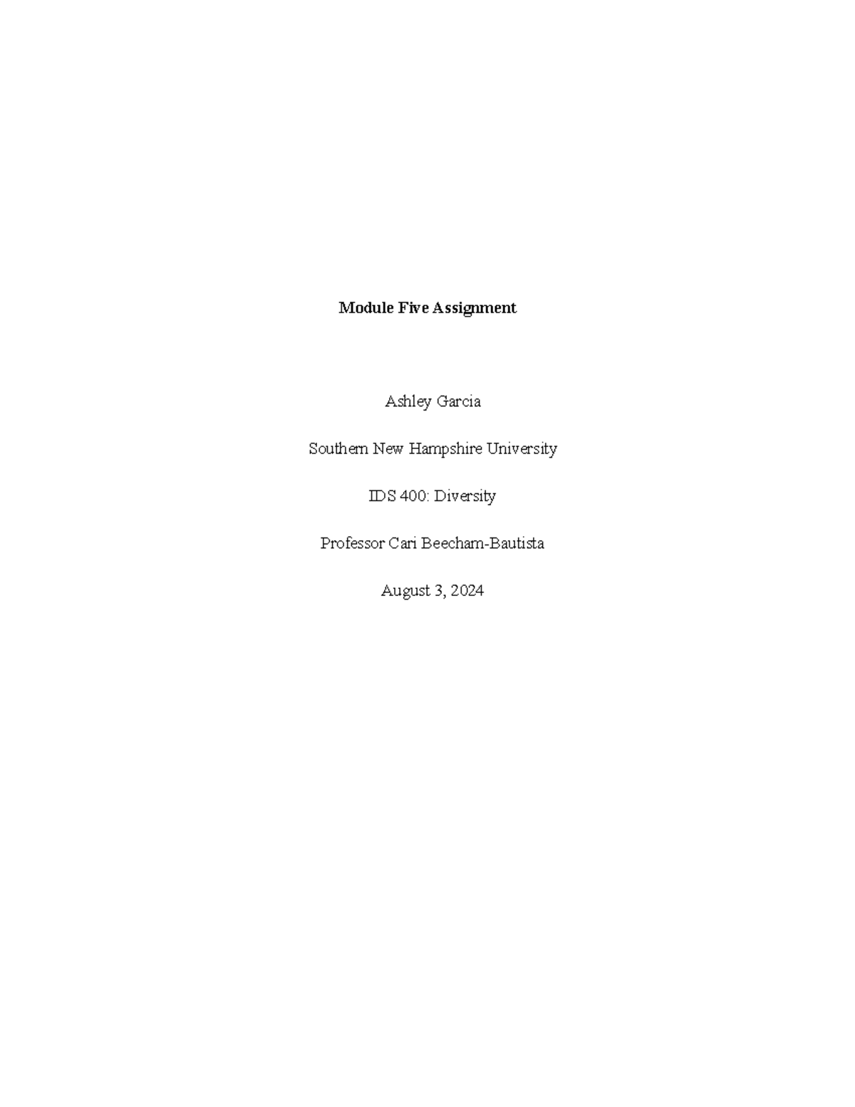 IDS400 Mod 5 - Module 5 assignment - Module Five Assignment Ashley ...