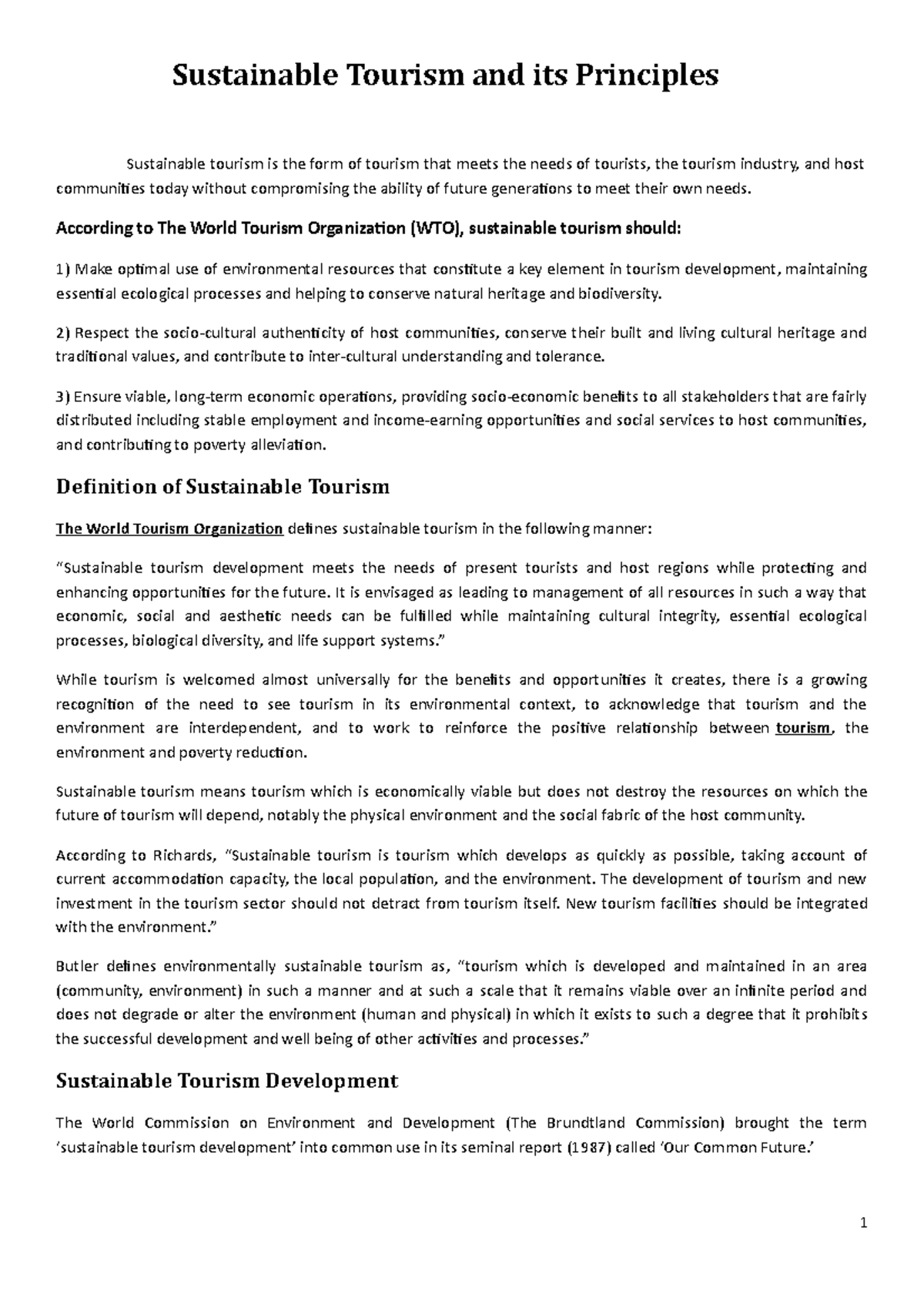 Sustainable Tourism and its Principles doc1 - Sustainable Tourism and ...